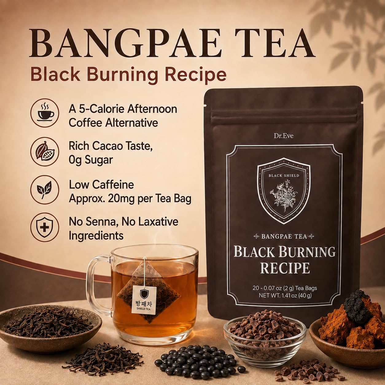 Cacao herbal tea for detox