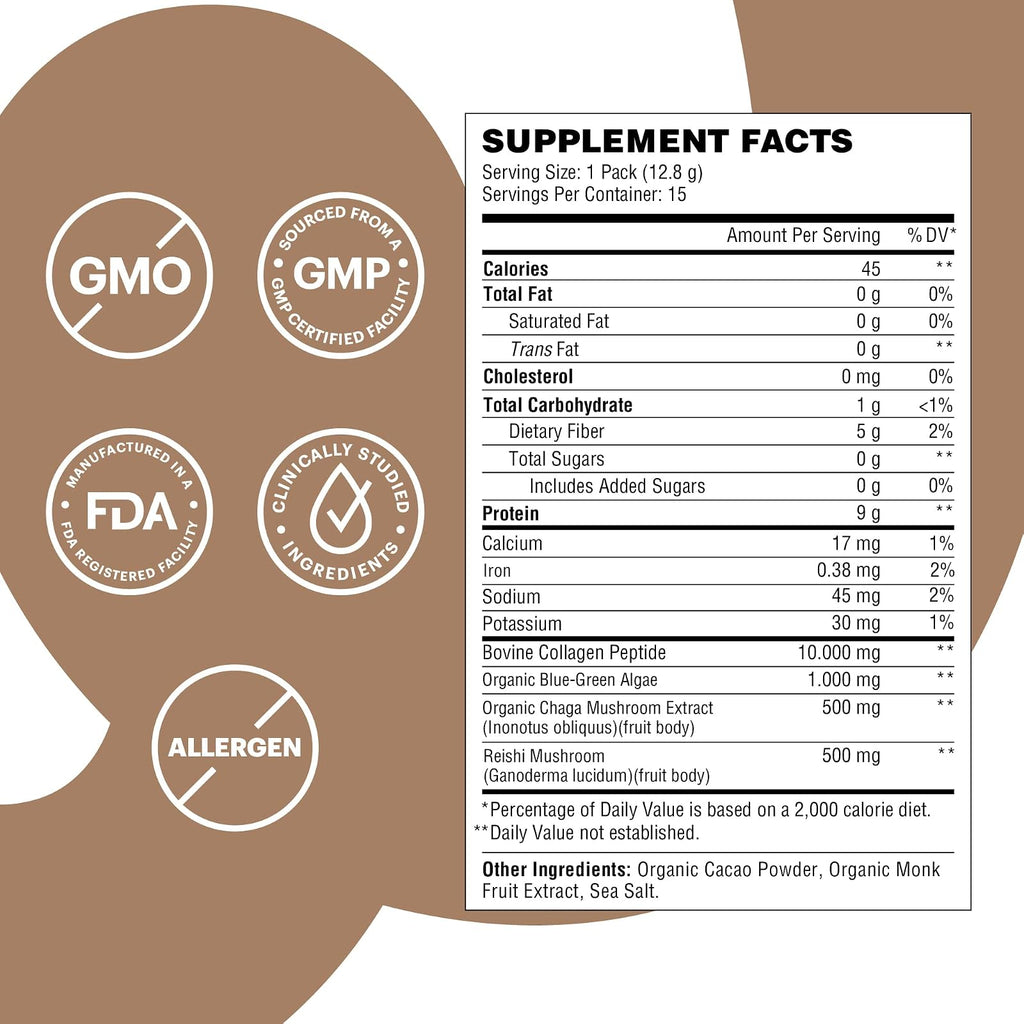 Cacao mushroom collagen powder for skin