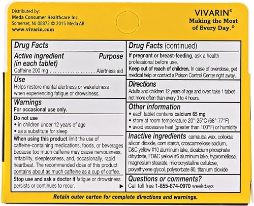 Caffeine boost with Vivarin 40 tablets