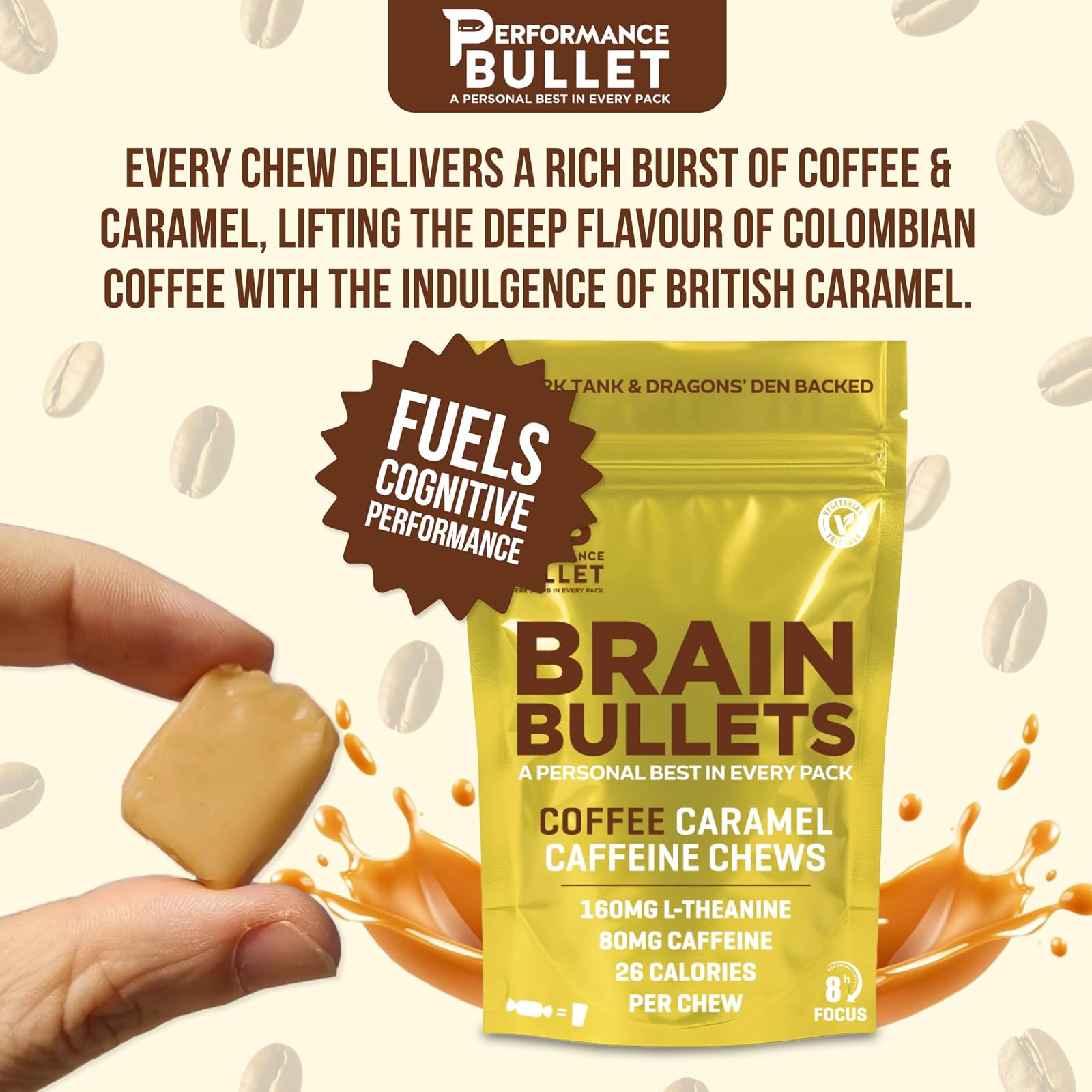 Caffeine chews for improved focus