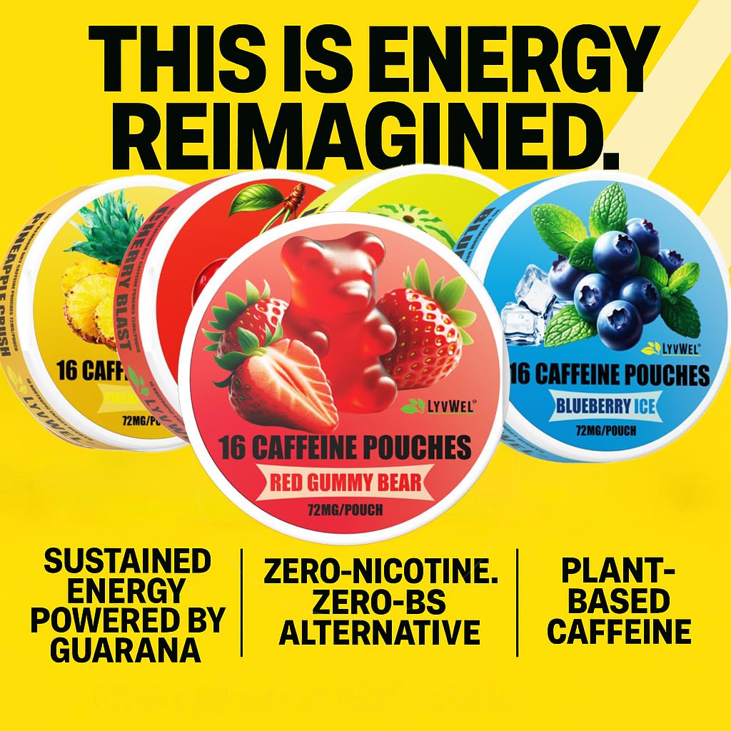 Caffeine energy pouches for active lifestyle