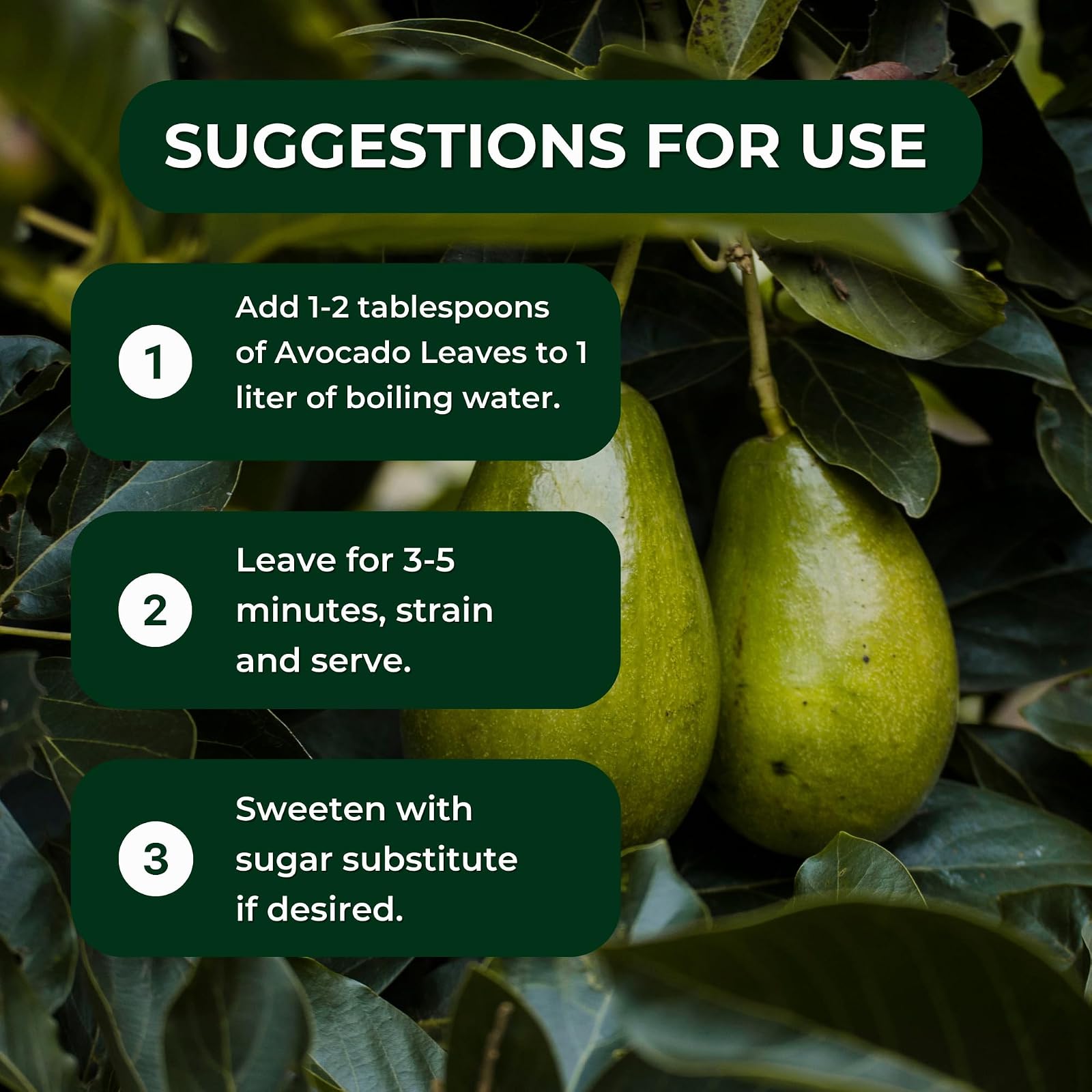 Caffeine-free avocado herbal tea