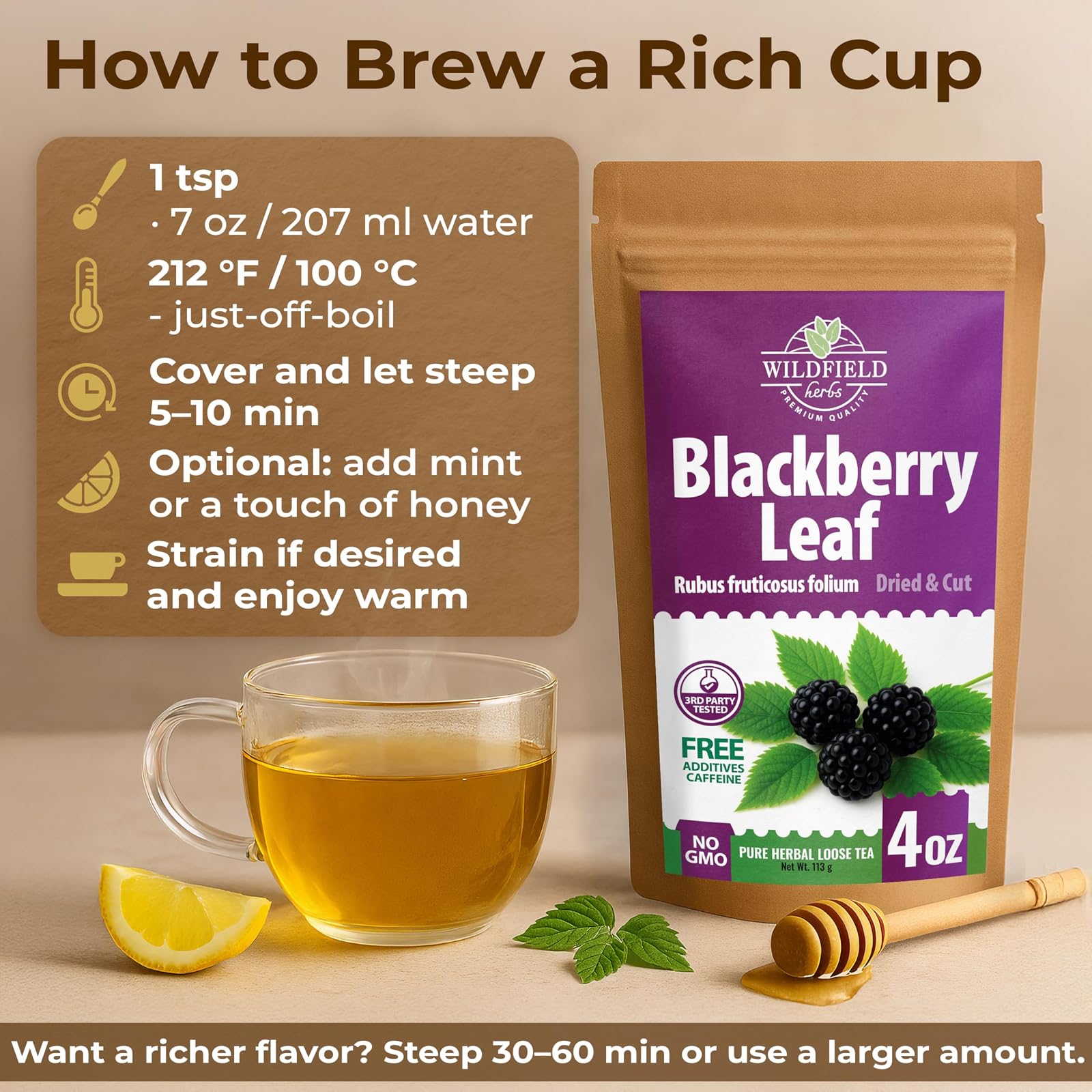 caffeine-free blackberry leaf infusion