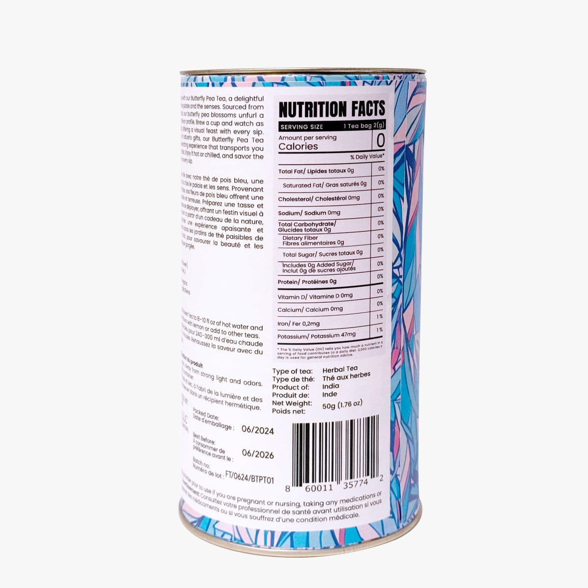 Caffeine-free blue butterfly tea