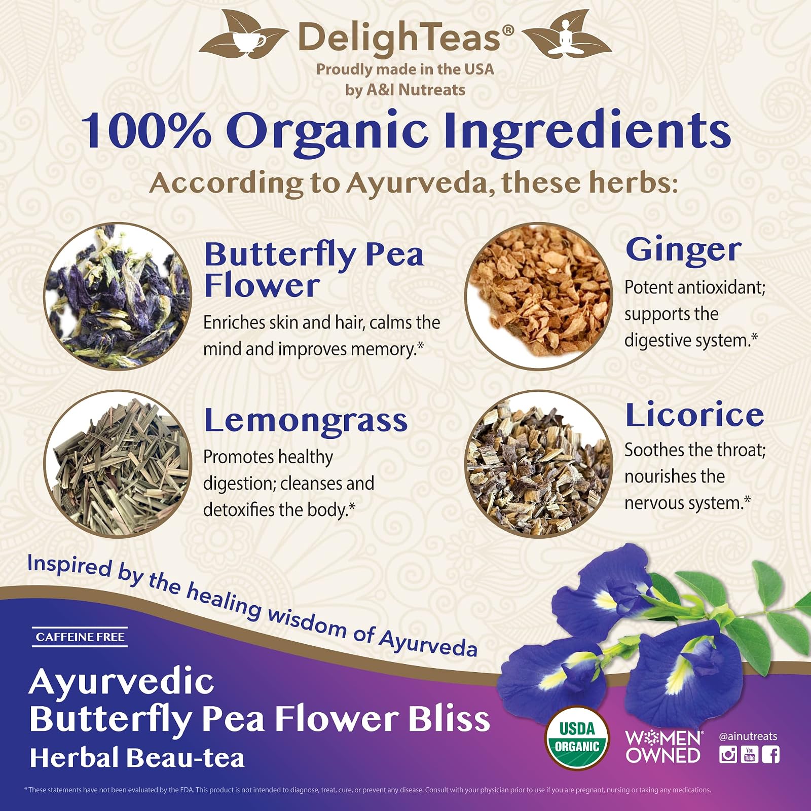 caffeine-free butterfly pea flower tea