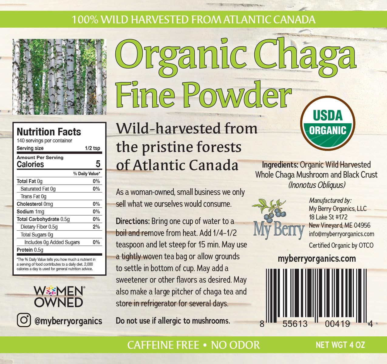 caffeine-free chaga tea benefits