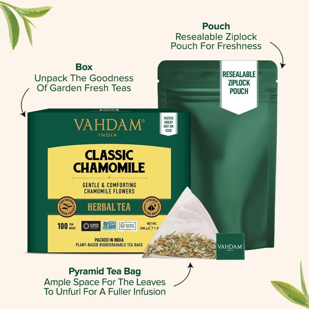 caffeine-free chamomile herbal infusion