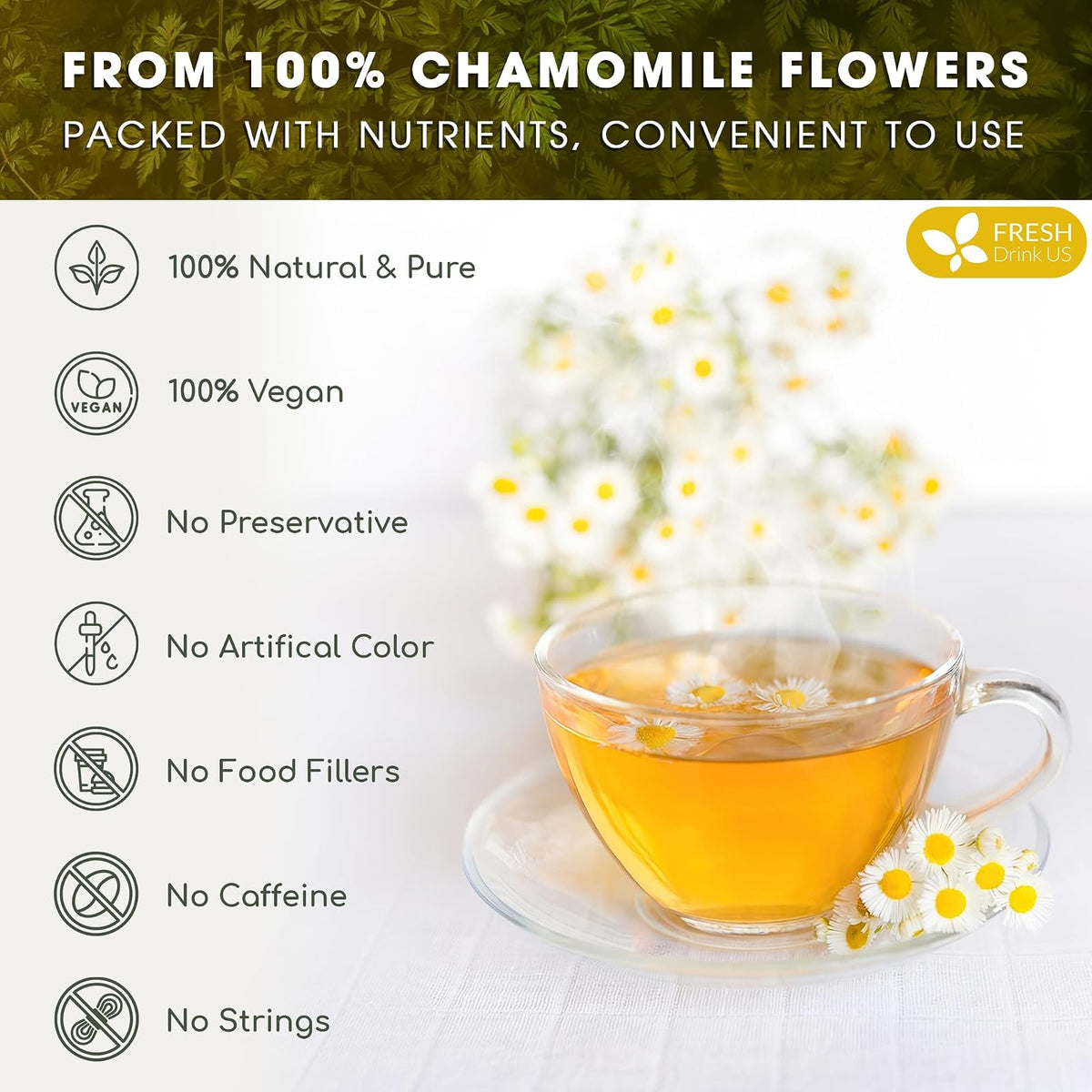 caffeine-free chamomile herbal infusion