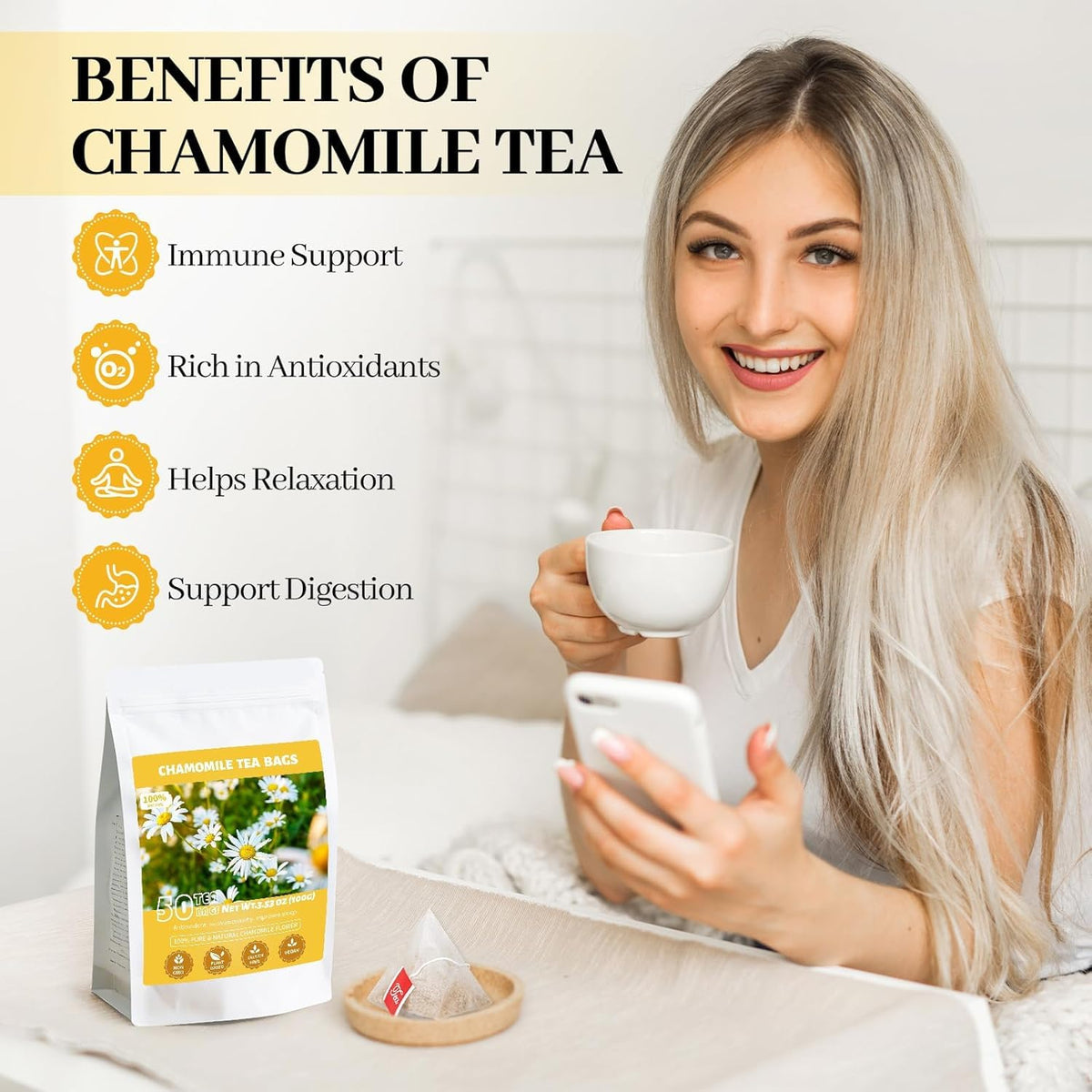 caffeine-free chamomile herbal infusion