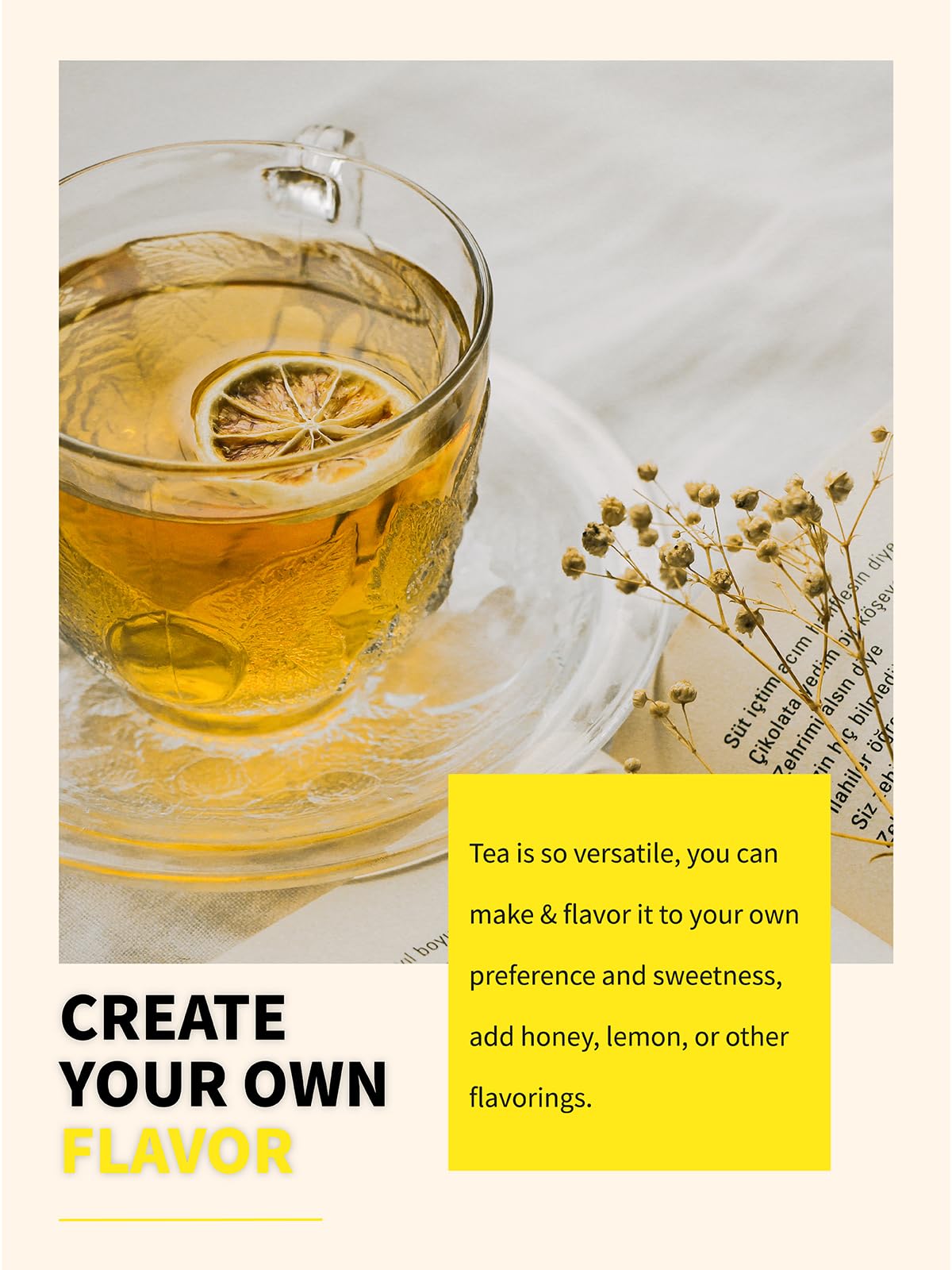 Caffeine-free chamomile tea for bedtime