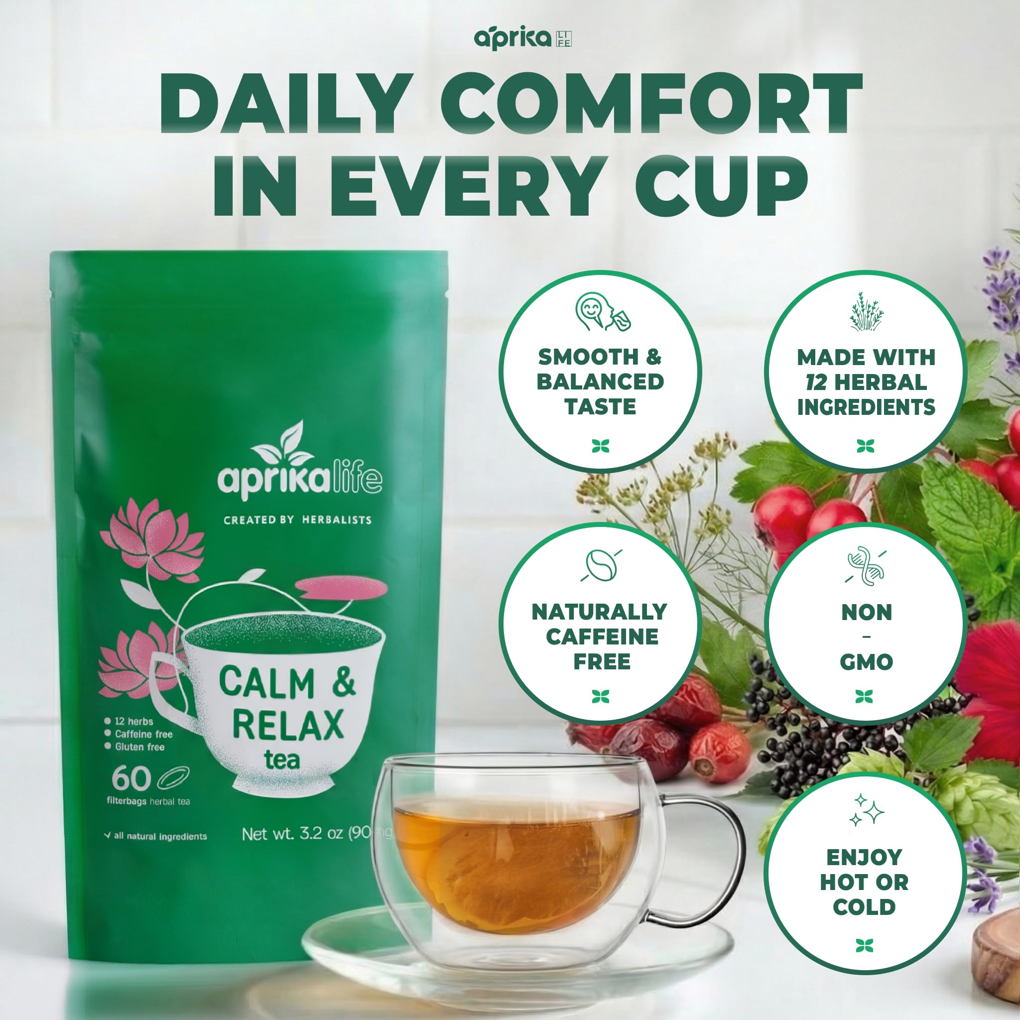 caffeine-free chamomile tea option