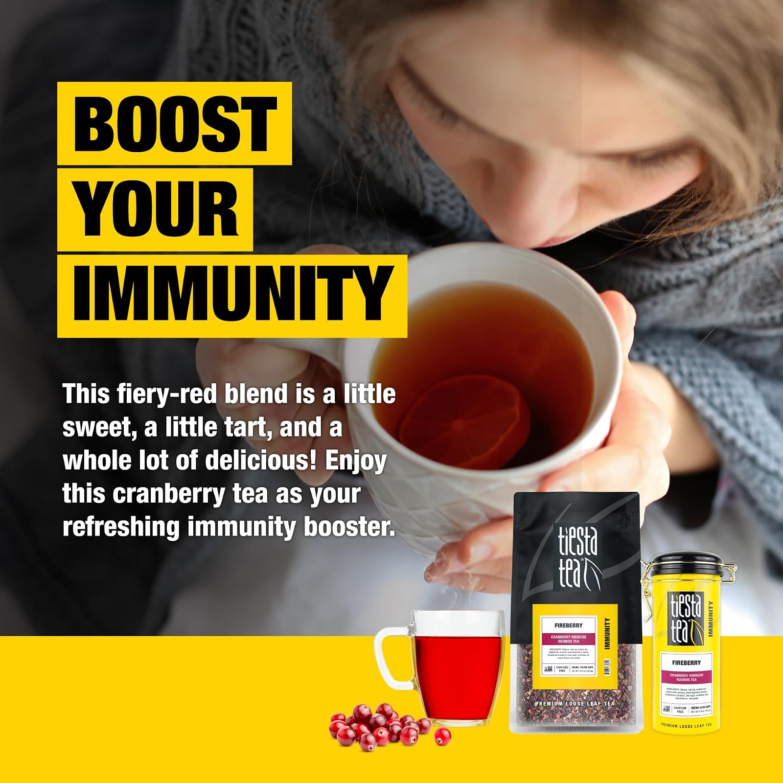 Caffeine-free cranberry hibiscus tea