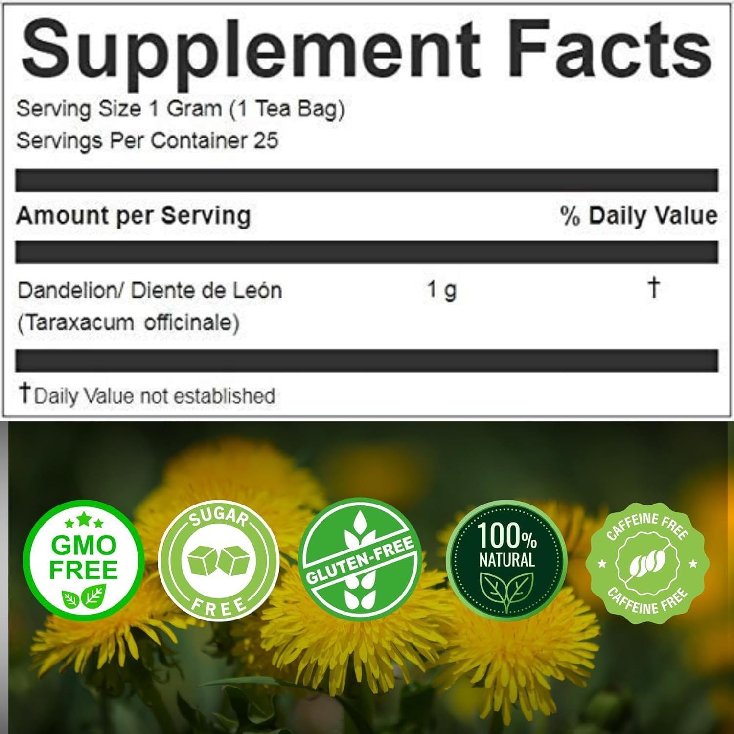 Caffeine-free dandelion herbal tea