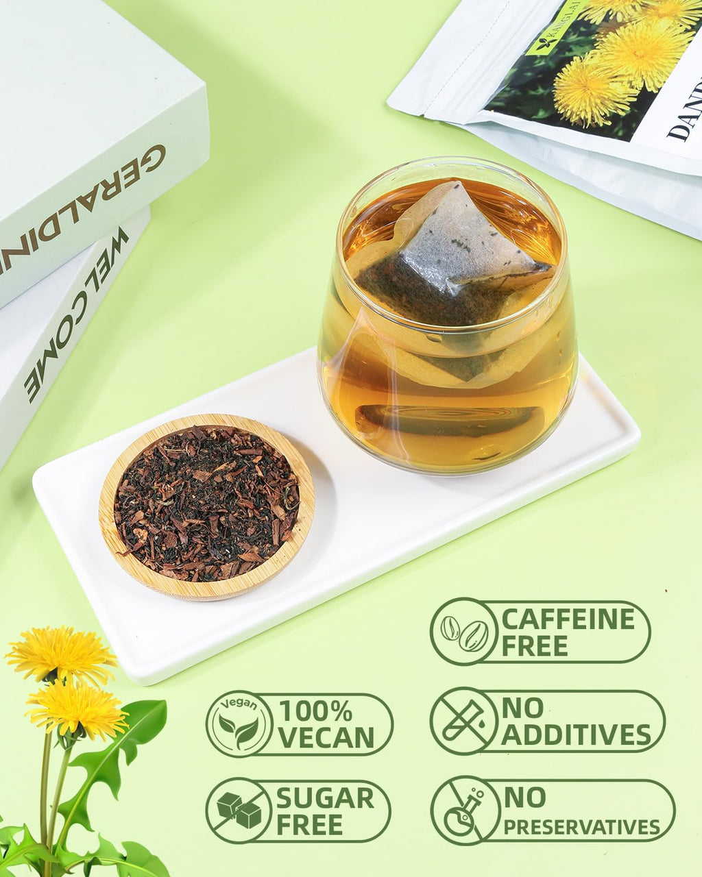 caffeine-free dandelion tea bags