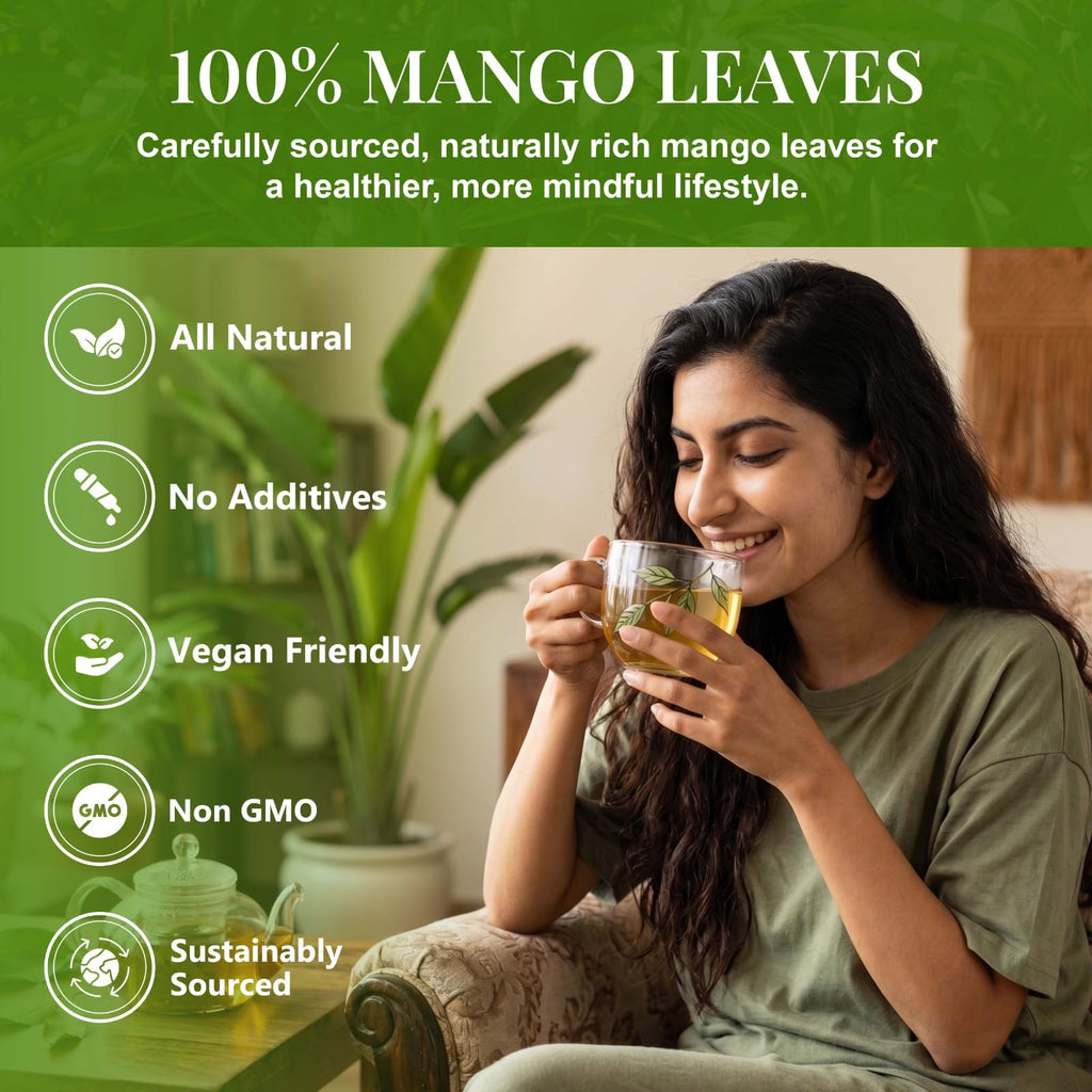 Caffeine-free dried mango leaves