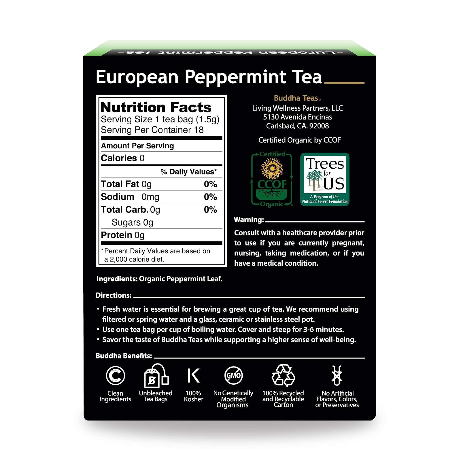 caffeine-free European peppermint tea