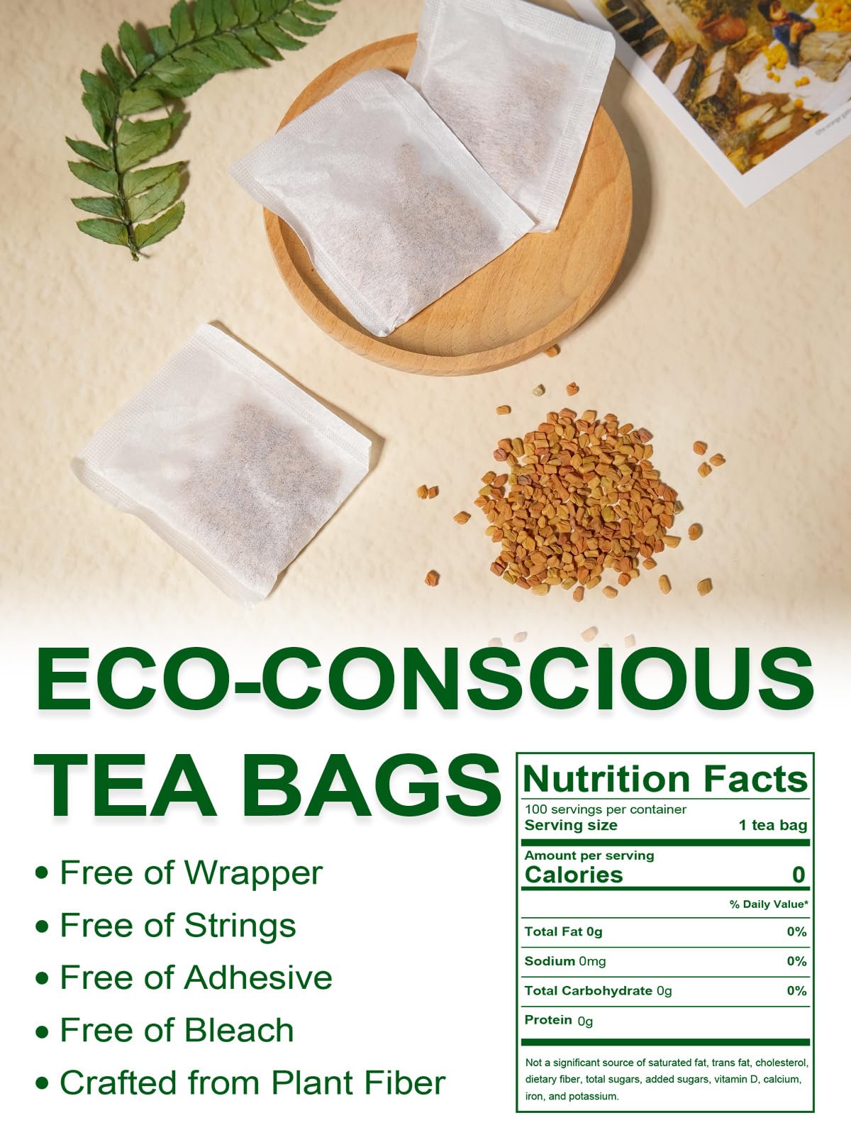 Caffeine-free fenugreek tea bags