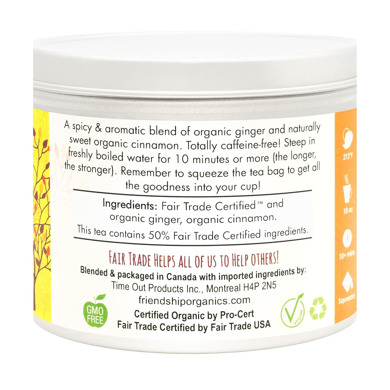 caffeine-free ginger cinnamon tea bags