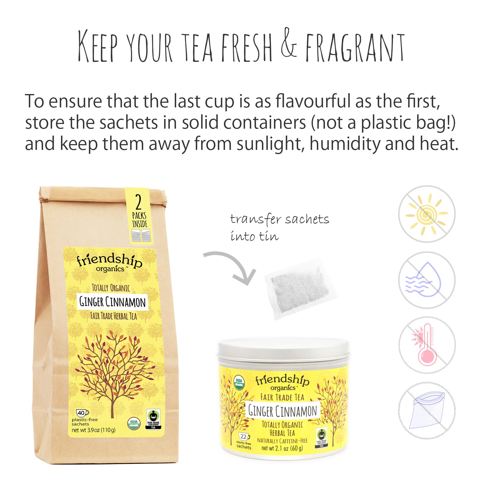 caffeine-free ginger cinnamon tea bags