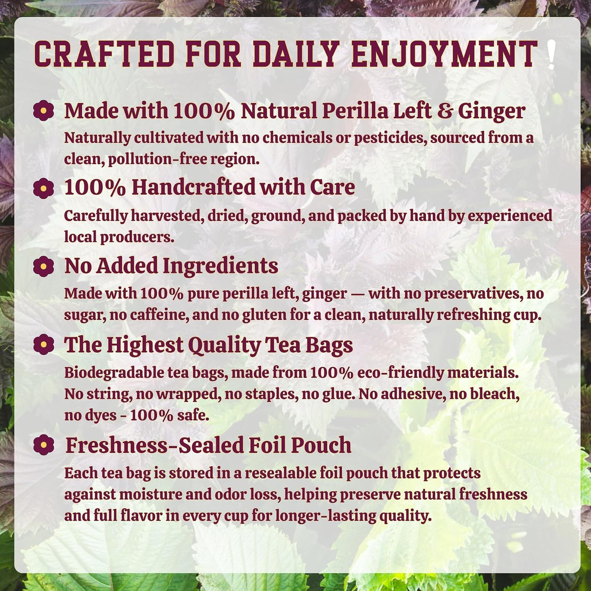 Caffeine-free ginger herbal infusion