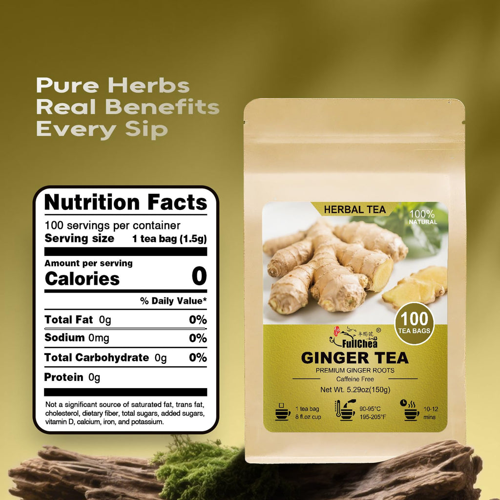 caffeine-free ginger tea bags 100 count