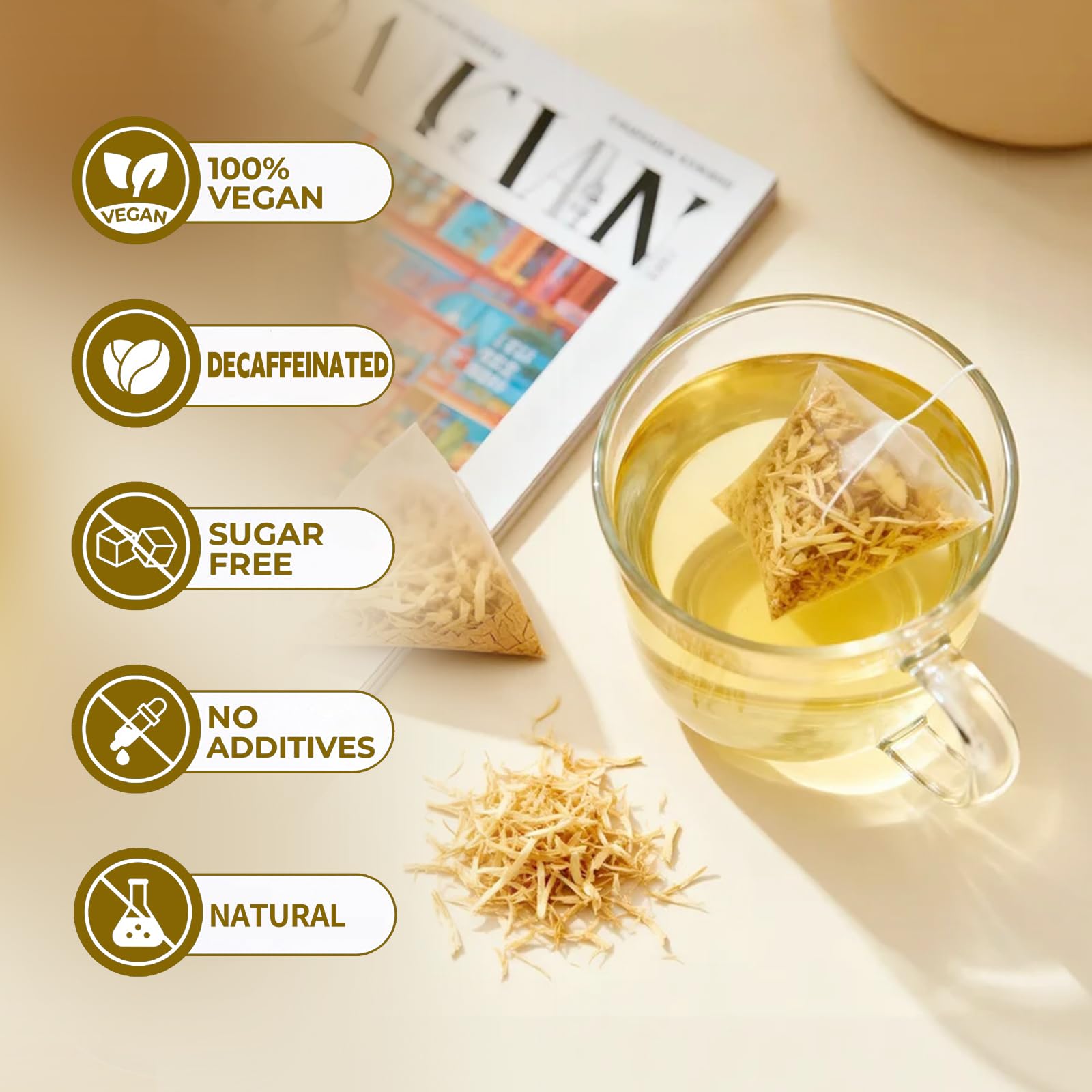 Caffeine-free ginger tea for relaxation