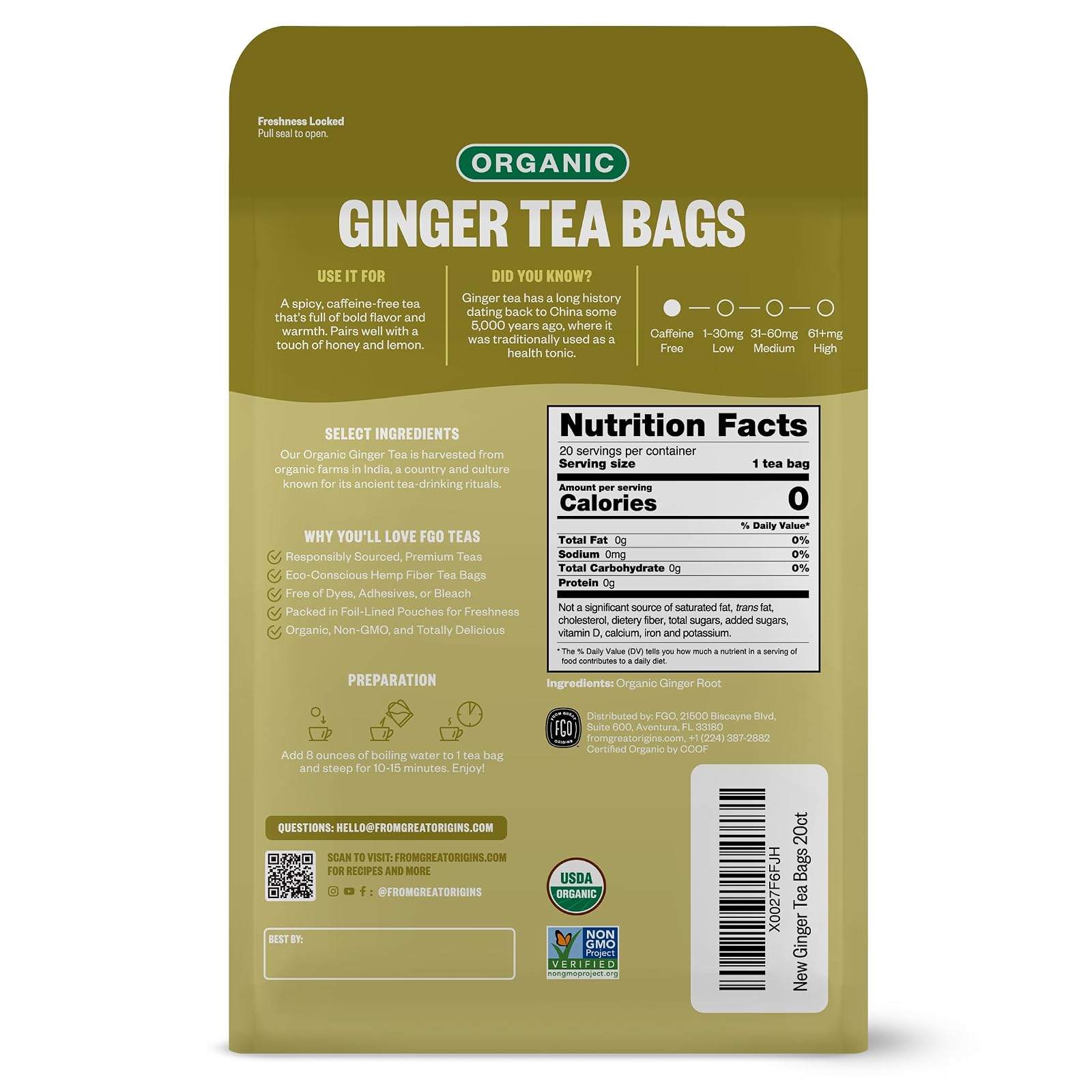 caffeine-free ginger tea option