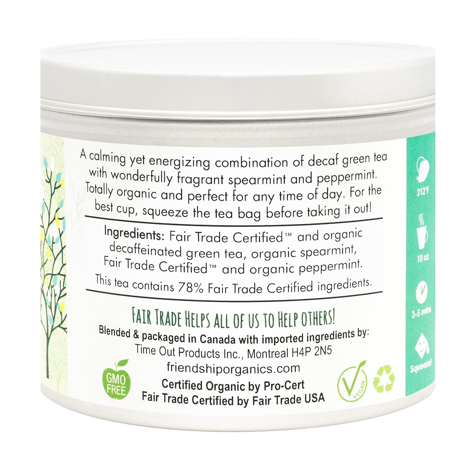 caffeine-free green mint tea blend