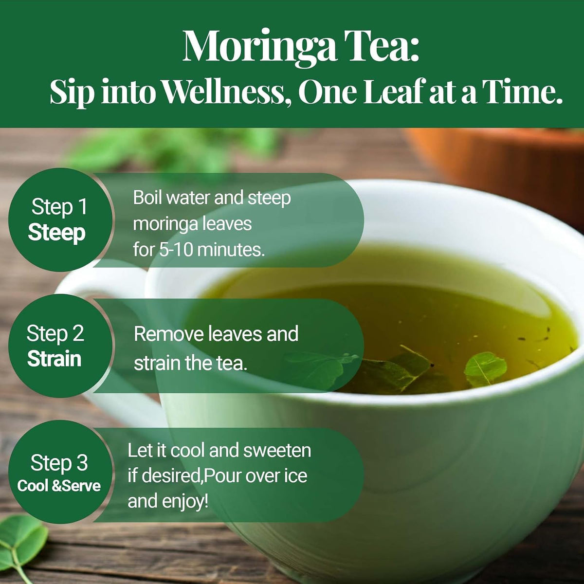 caffeine-free herbal Moringa beverage