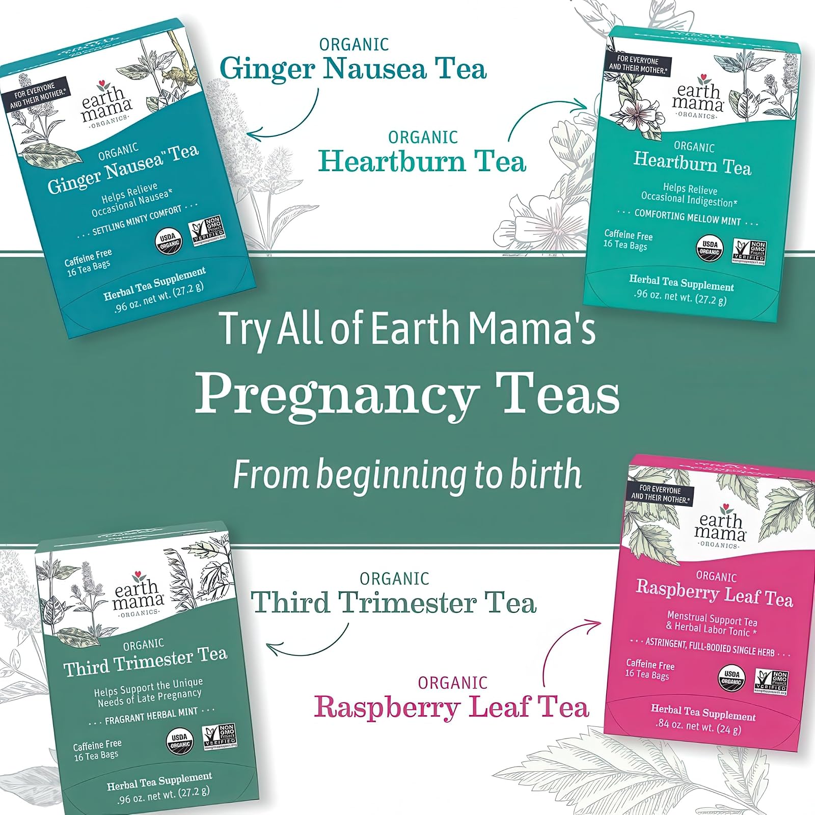 Caffeine-free herbal tea for moms