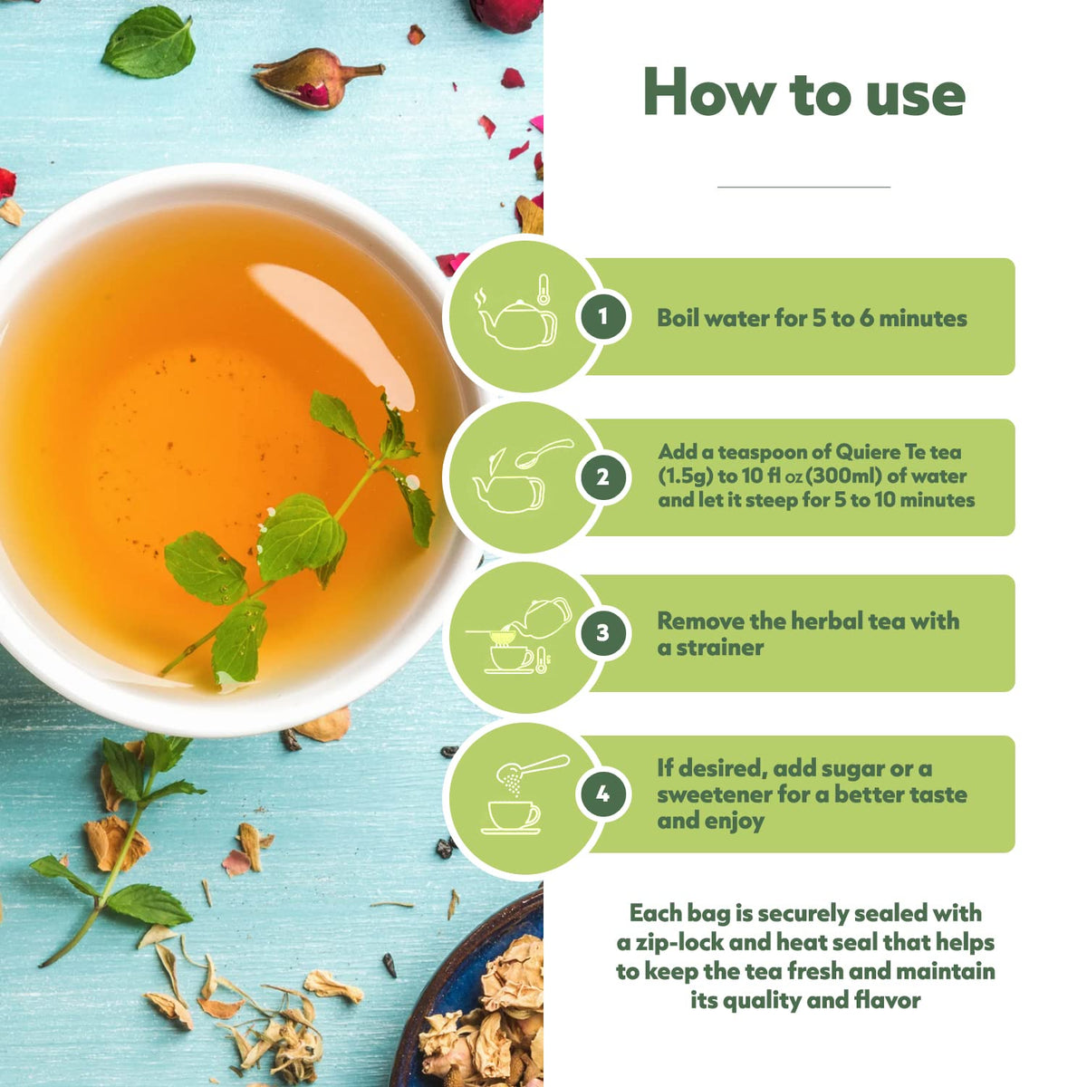 Caffeine-free herbal tea option