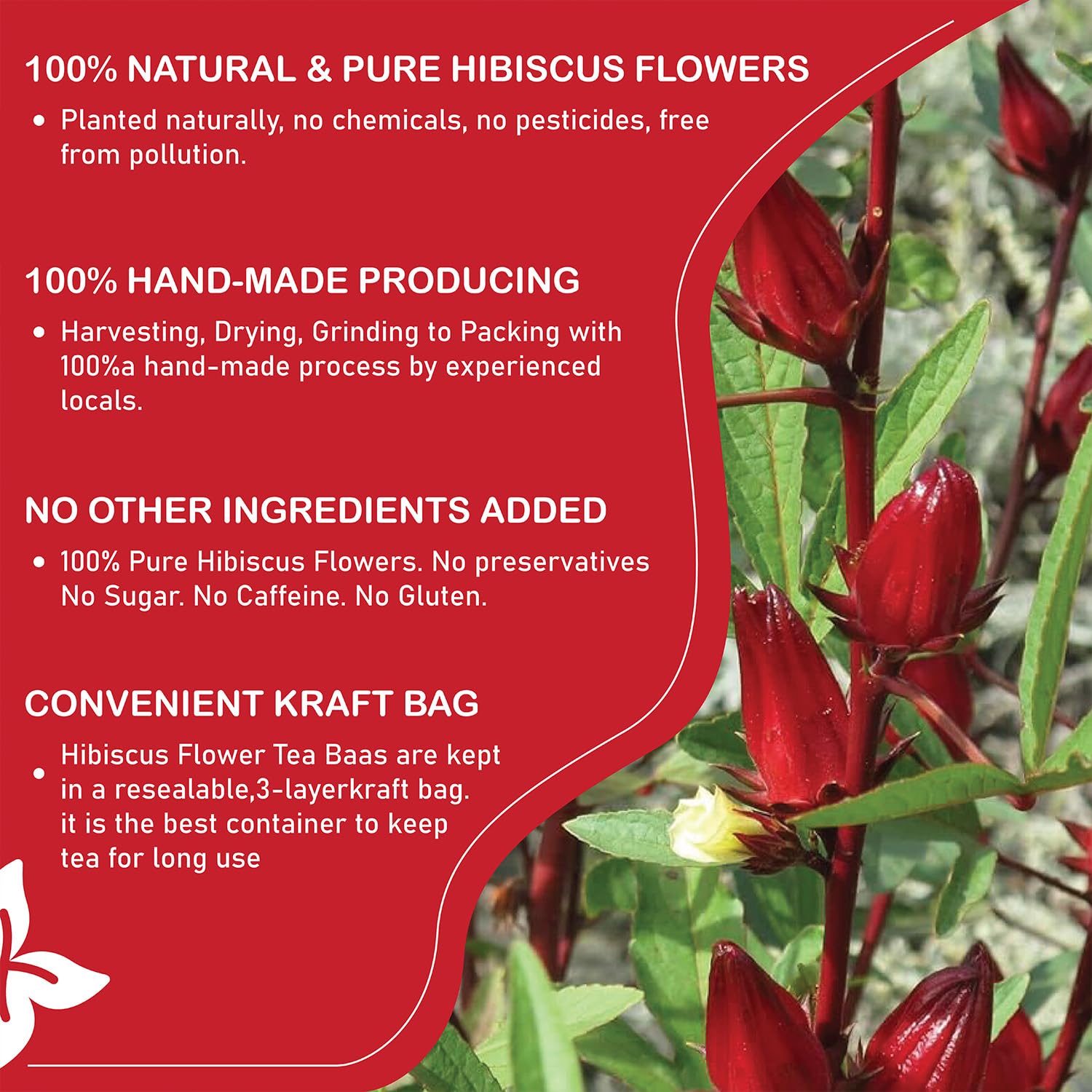 Caffeine-free hibiscus flowers tea