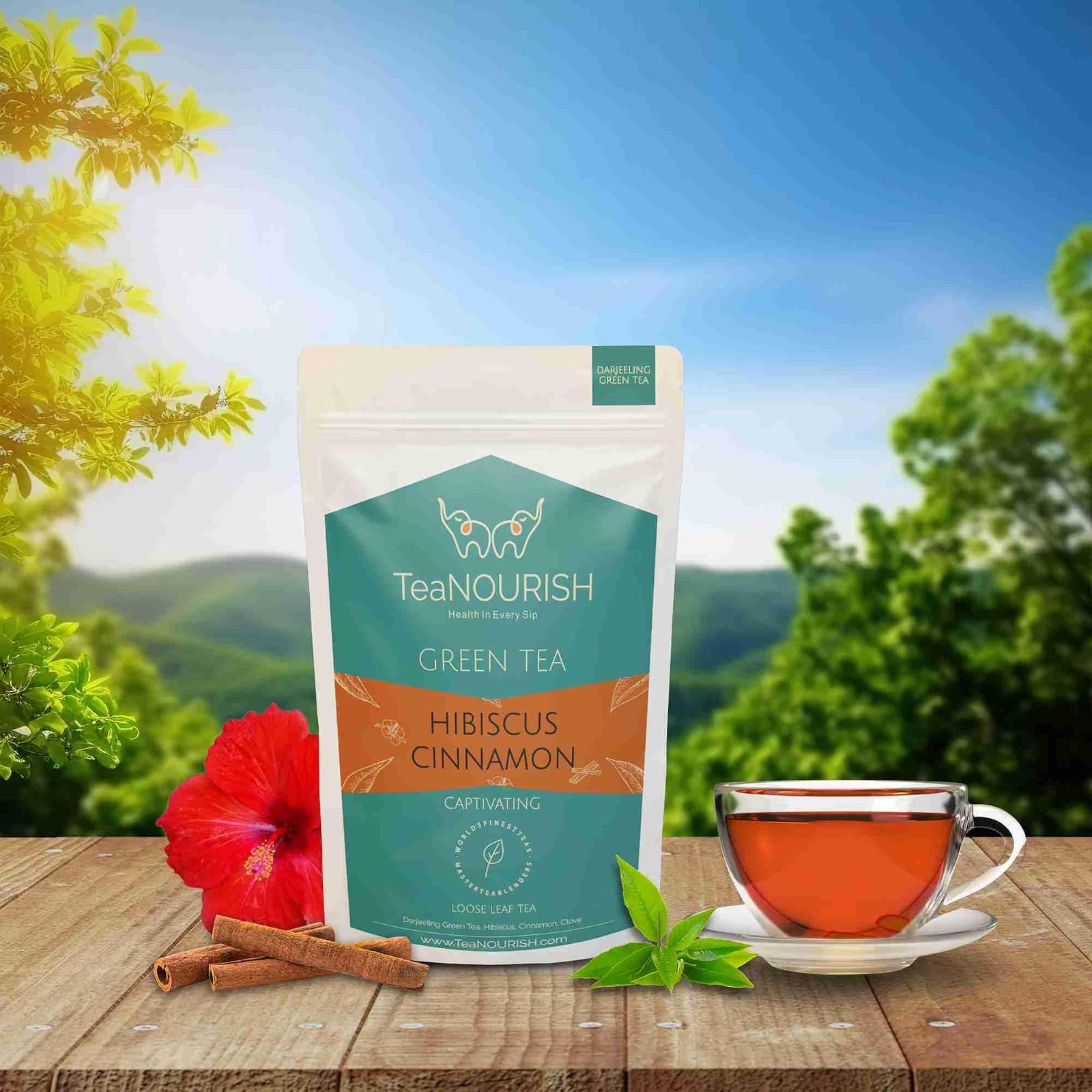 Caffeine-free hibiscus green tea