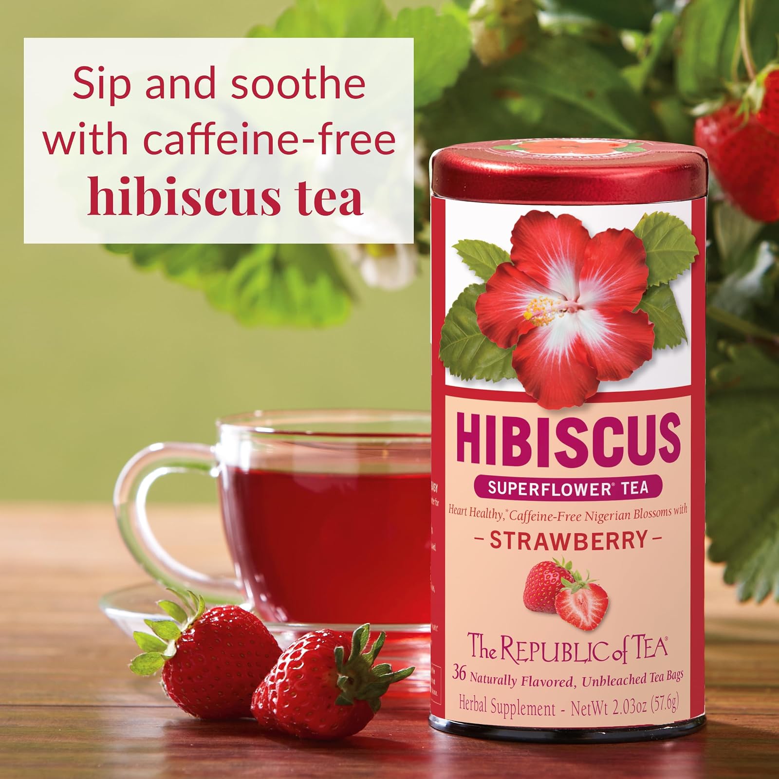 Caffeine-free hibiscus strawberry blend