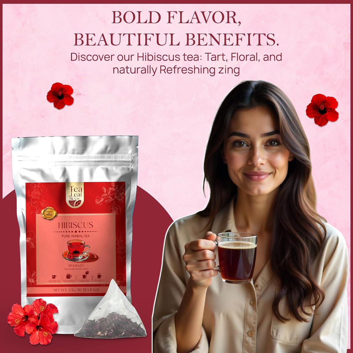 Caffeine-free hibiscus tea bags