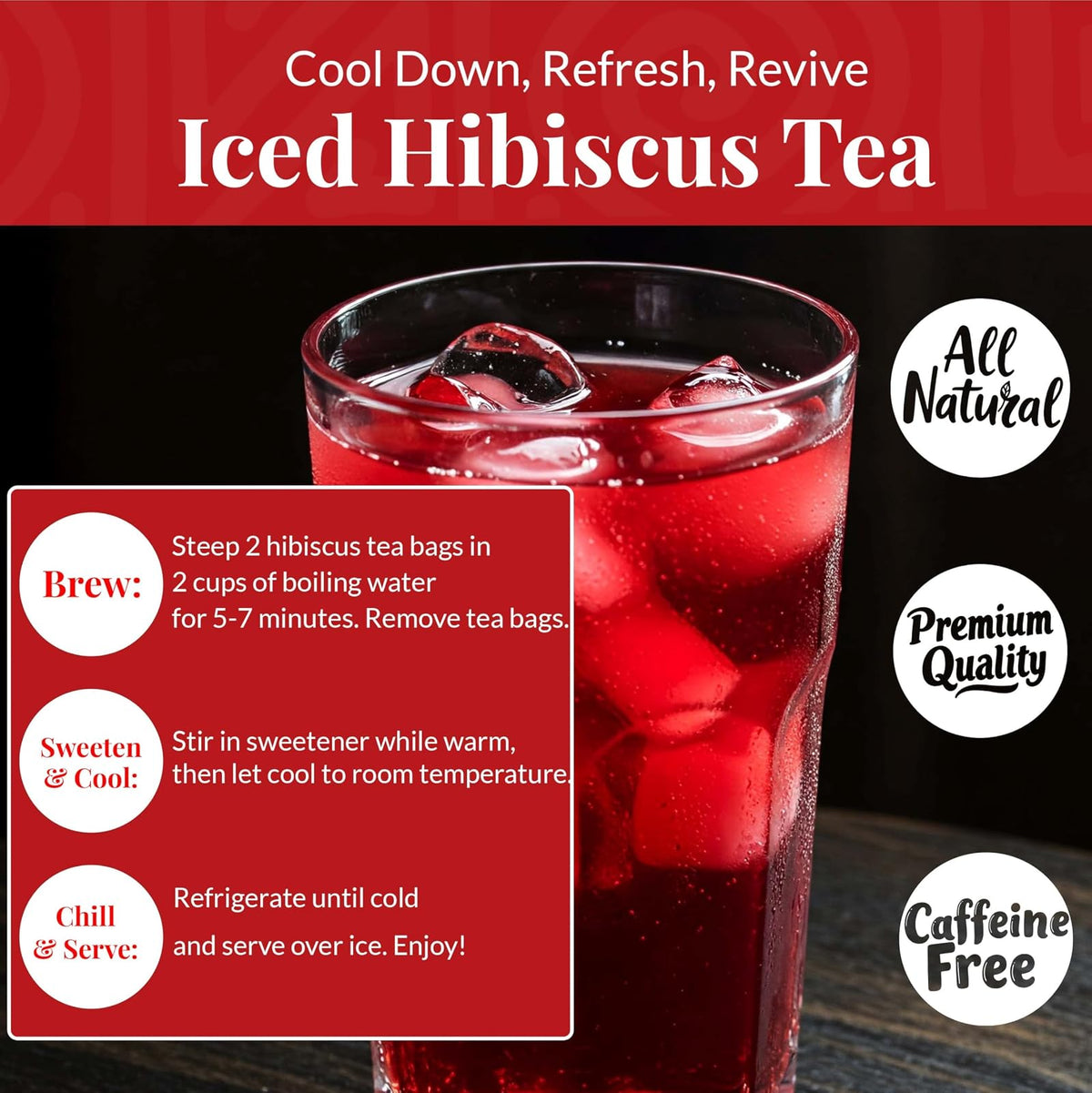 Caffeine-free hibiscus tea for relaxation