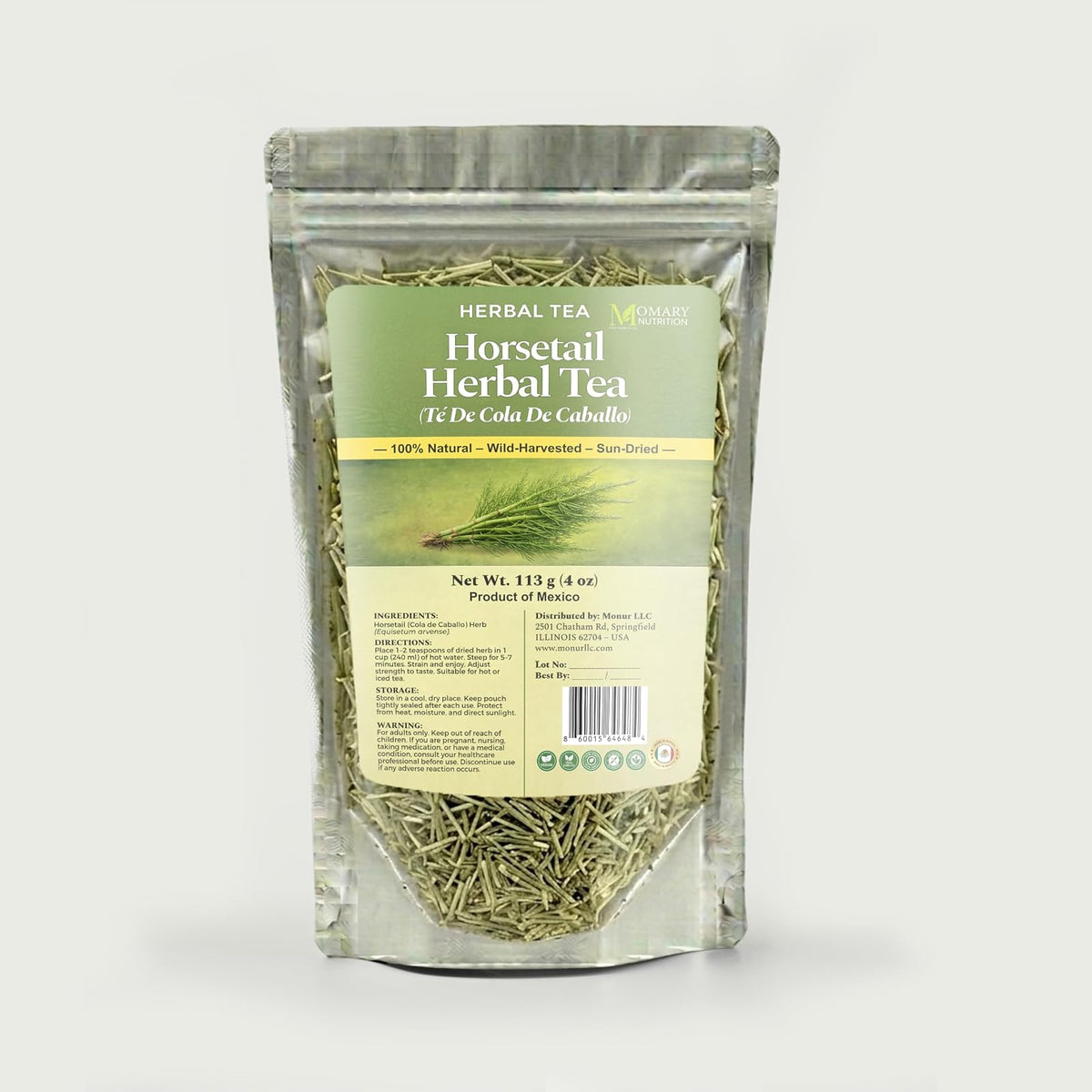 Caffeine-free horsetail herbal infusion
