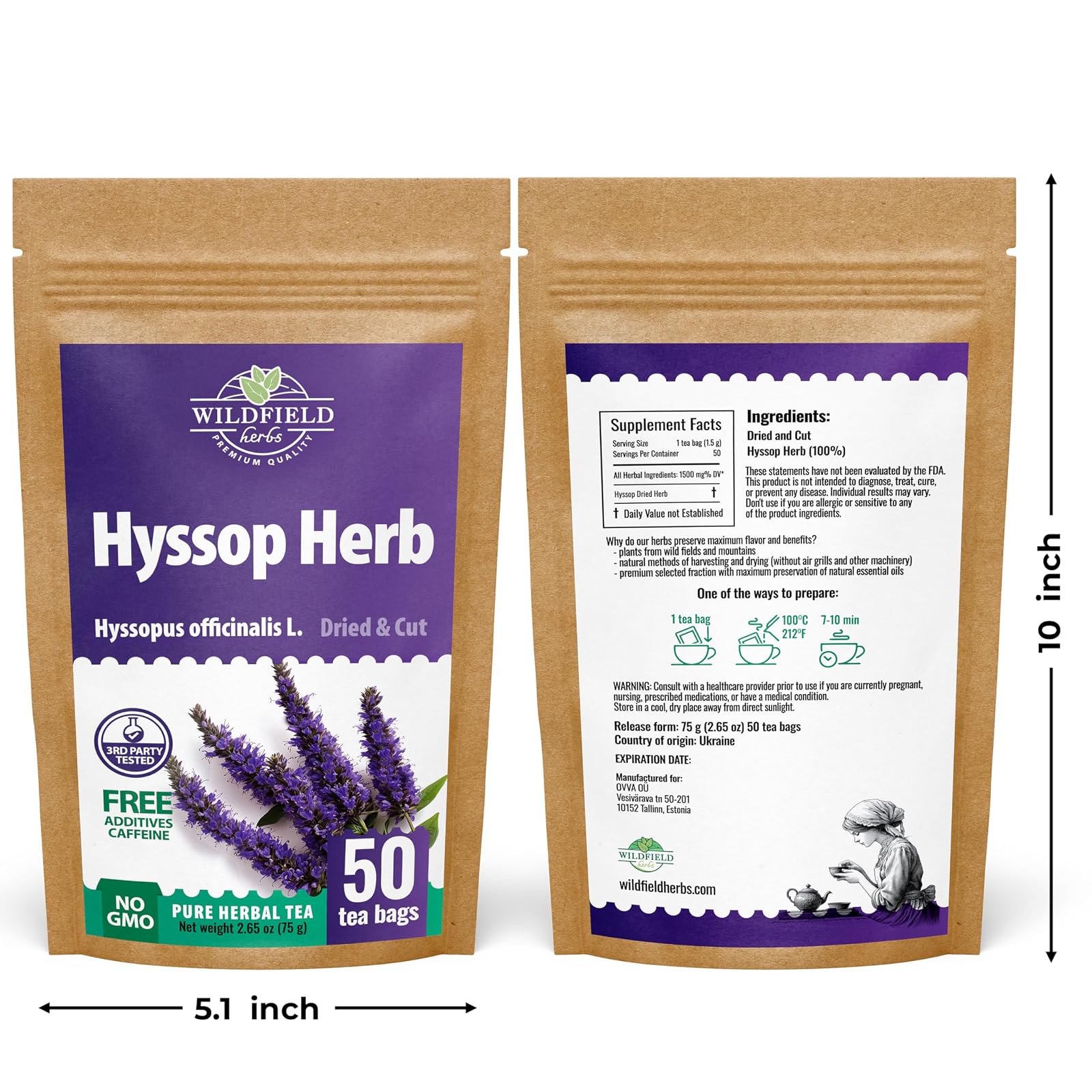 caffeine-free hyssop herbal infusion
