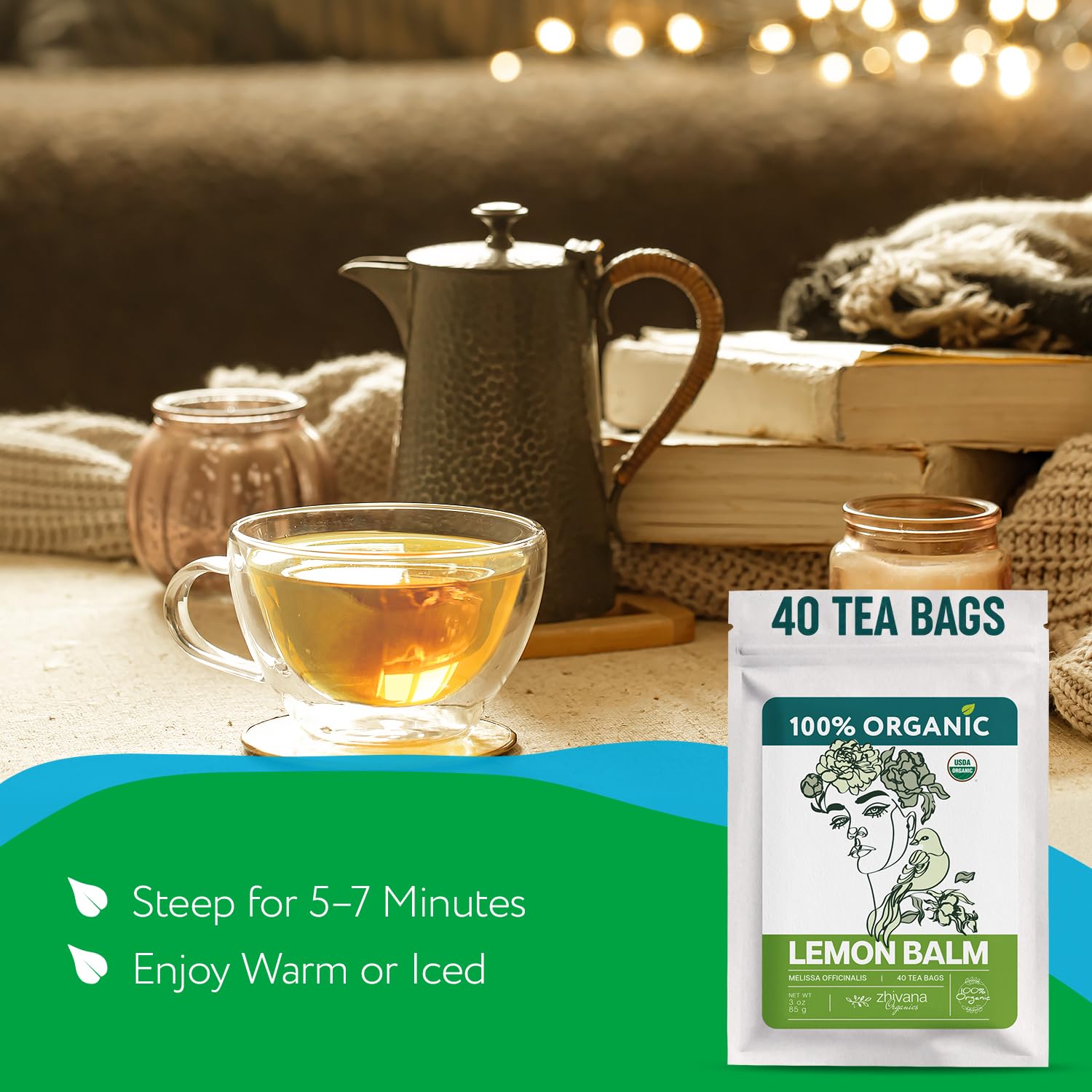 caffeine-free lemon balm tea option
