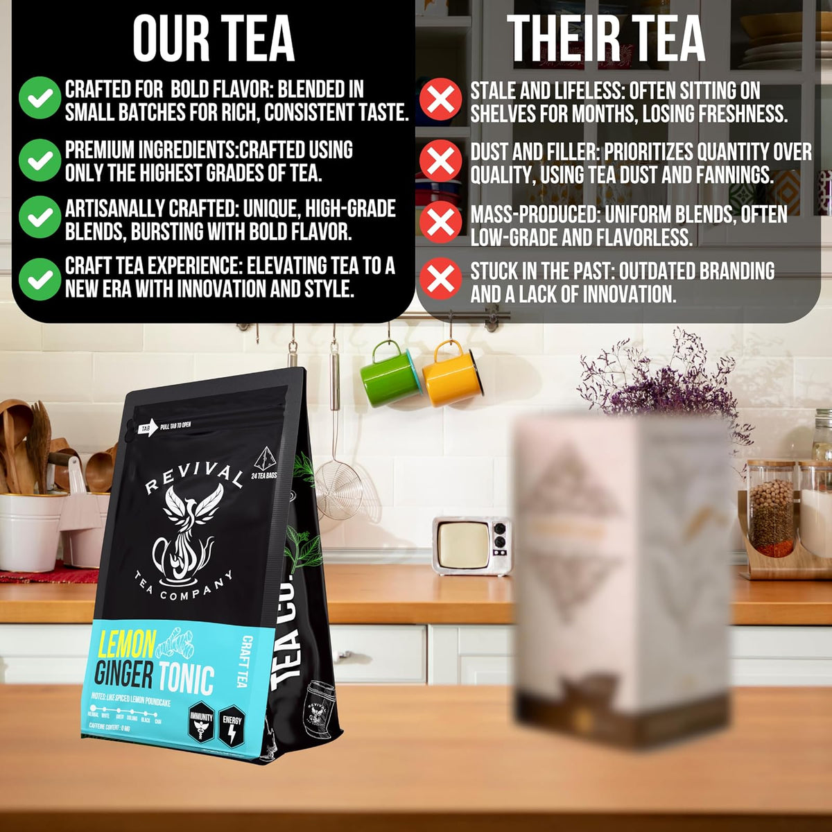 Caffeine-free lemon ginger tea bags