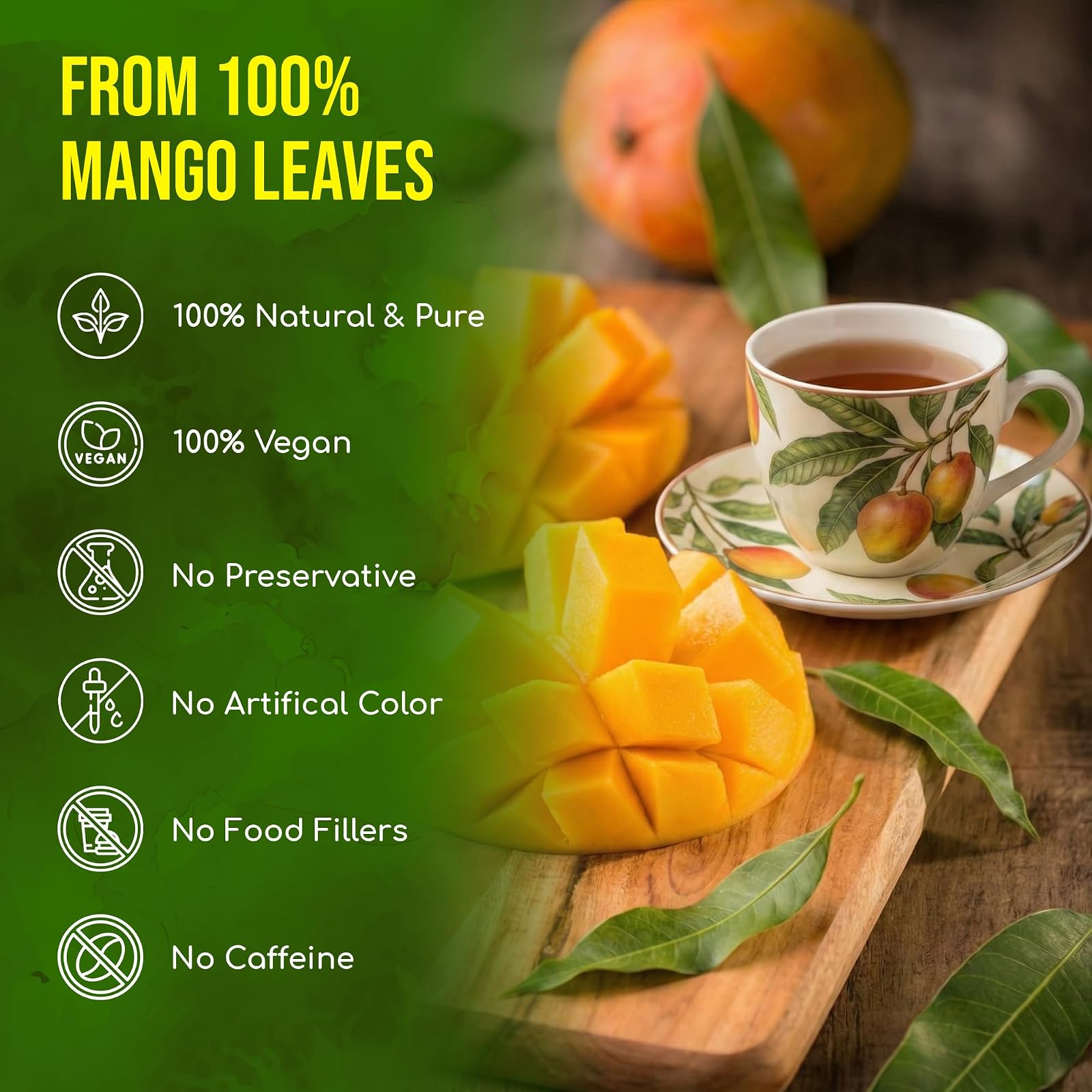 caffeine-free mango leaf herbal infusion