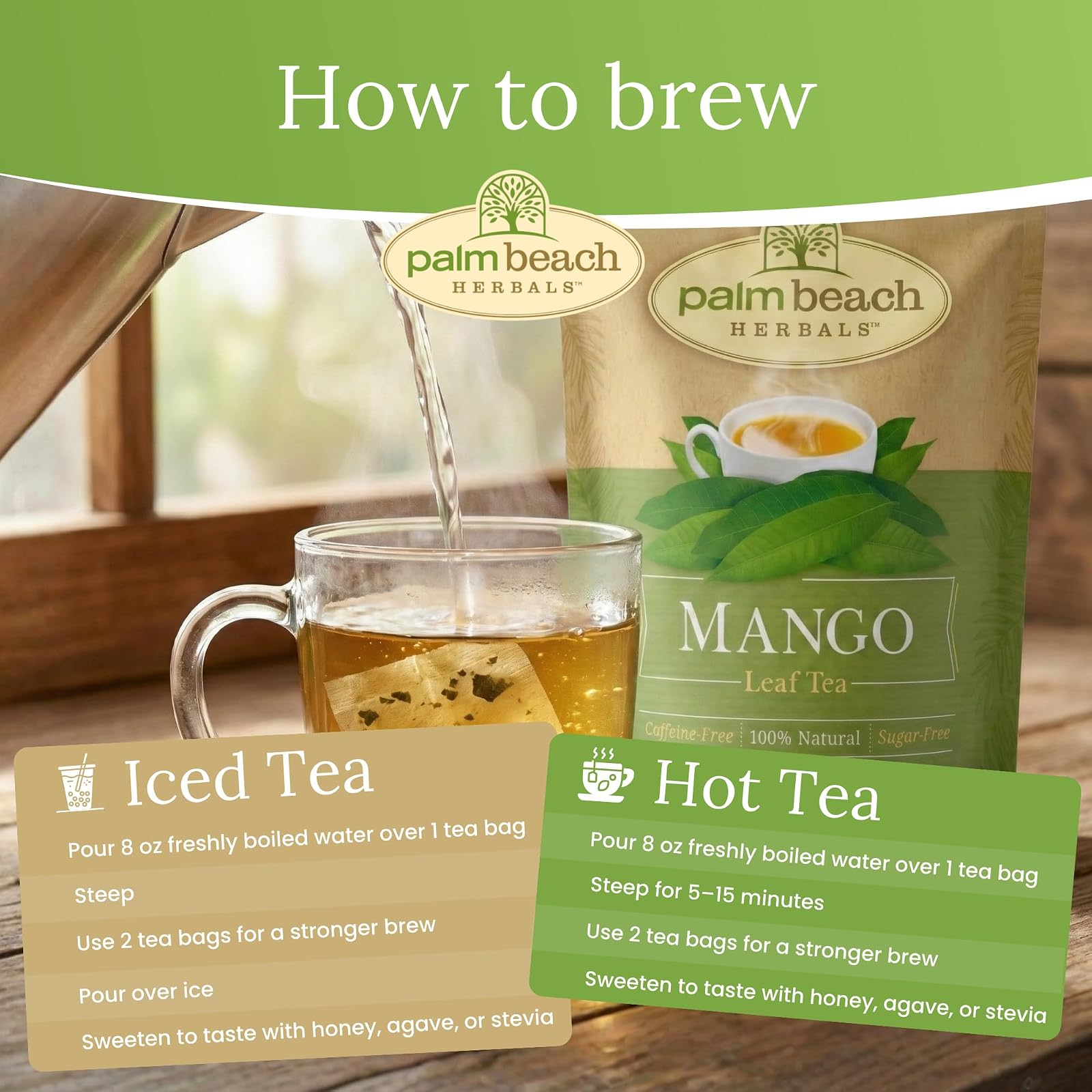 caffeine-free mango leaf infusion
