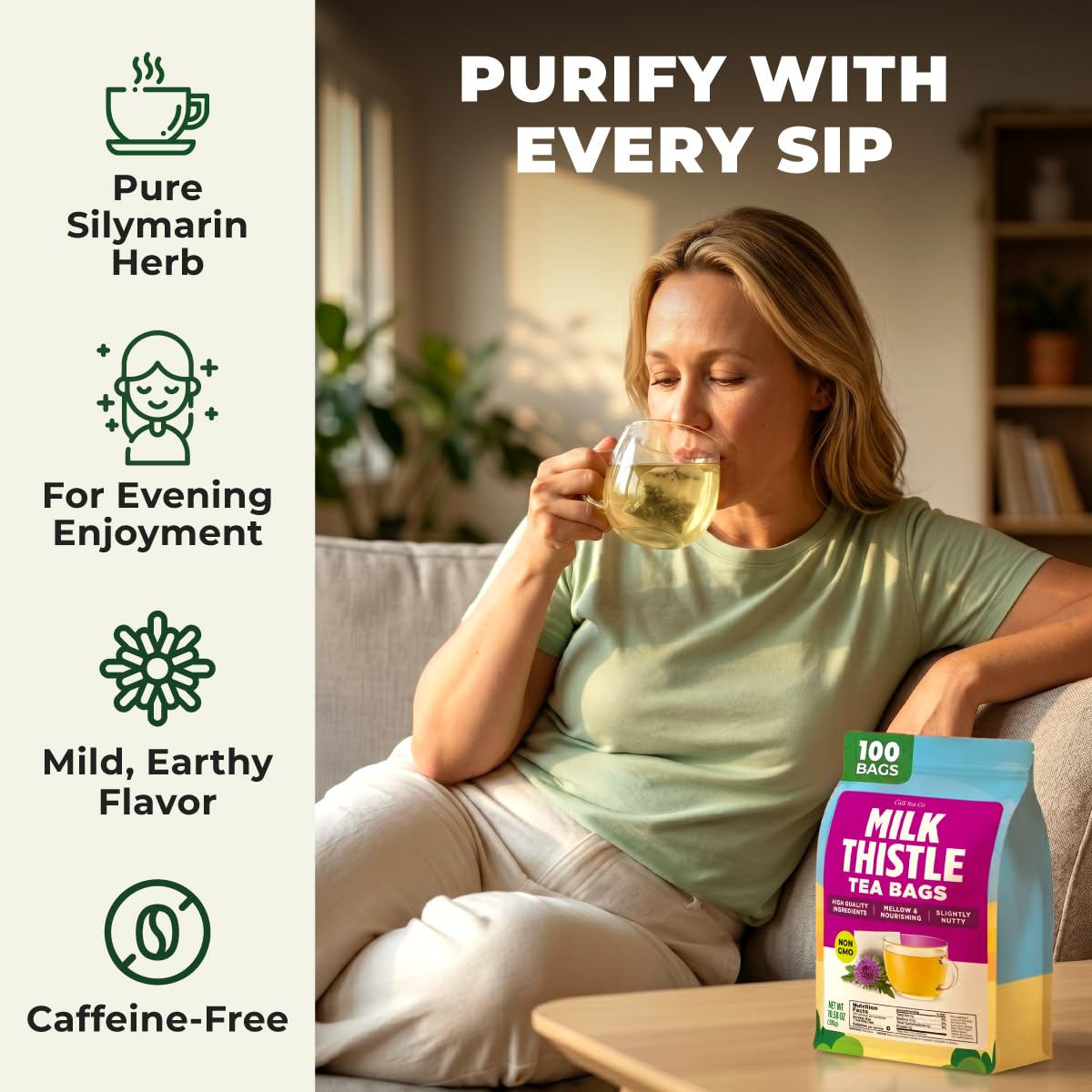 Caffeine-free milk thistle herbal tea