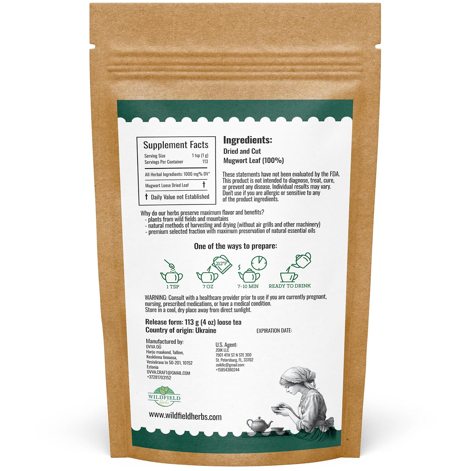 caffeine-free mugwort tea for wellness
