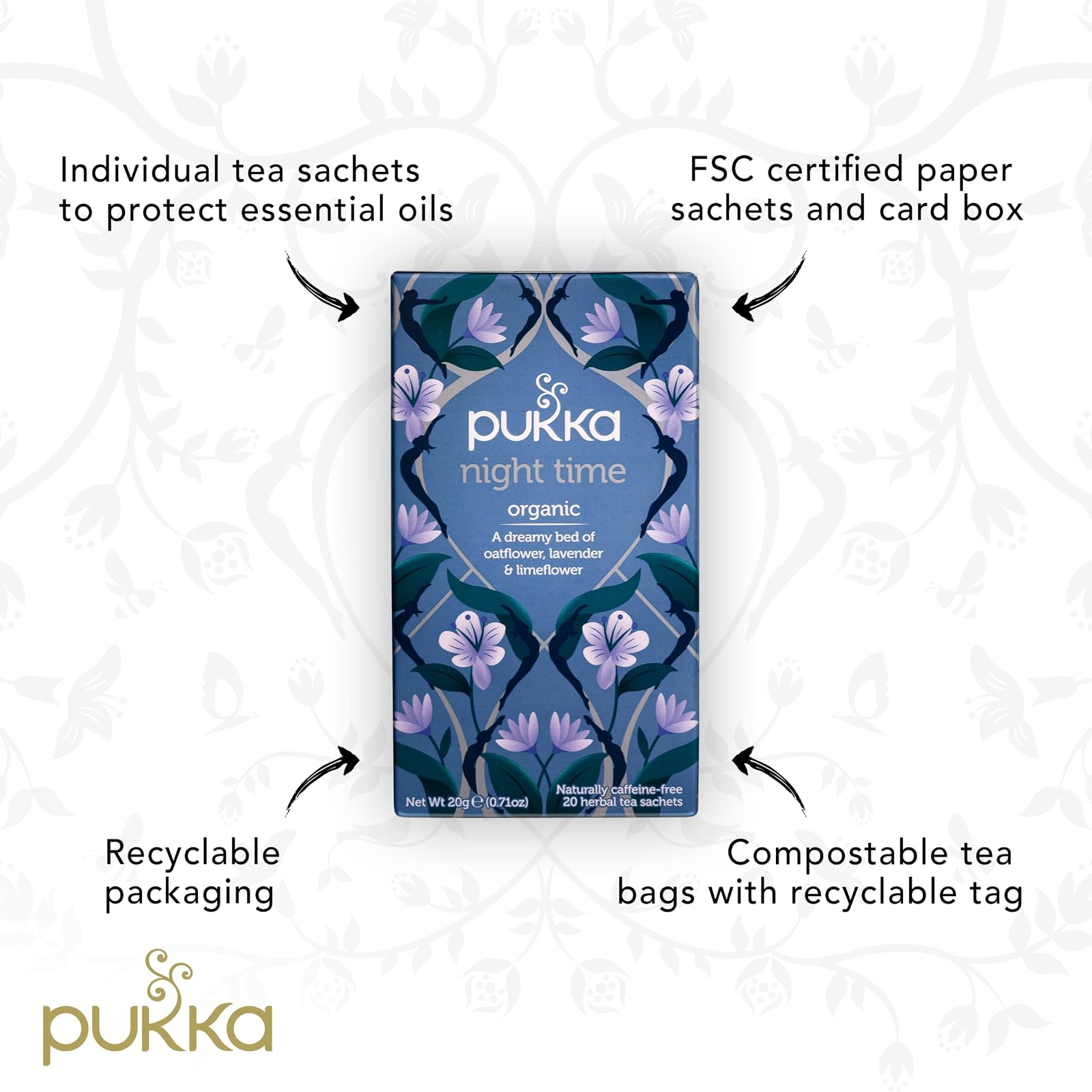 Caffeine-free night time tea