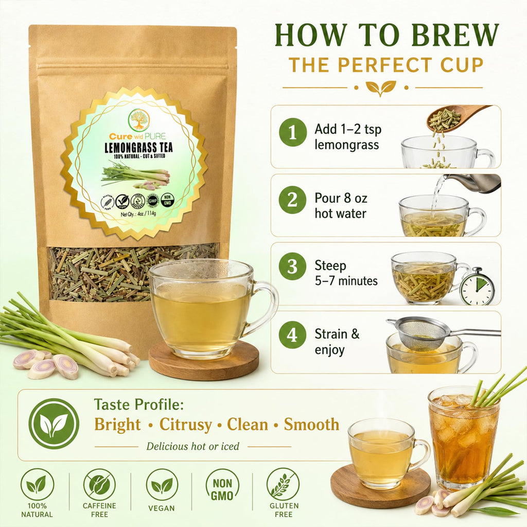 Caffeine-free organic lemongrass infusion