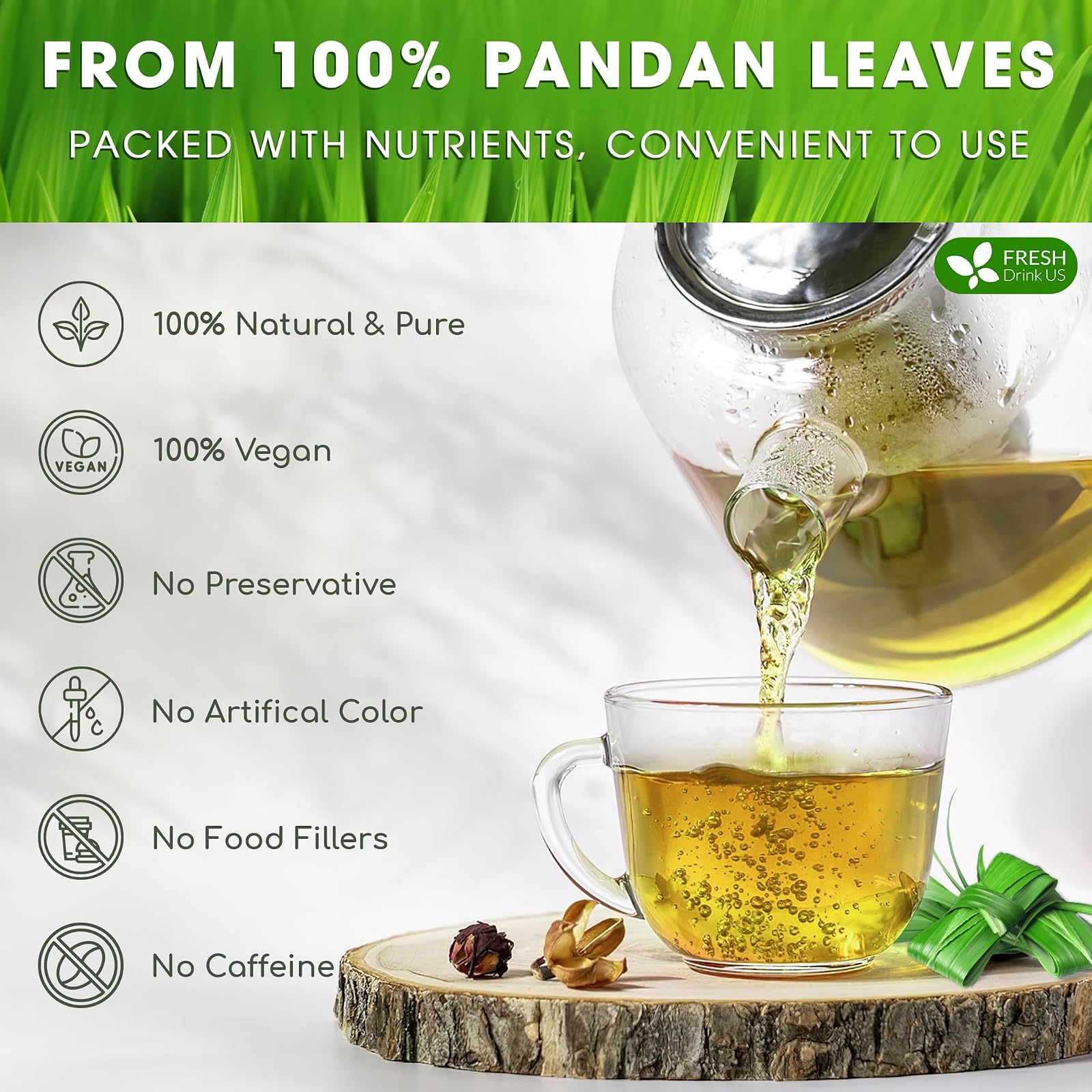 caffeine-free pandan leaf infusion