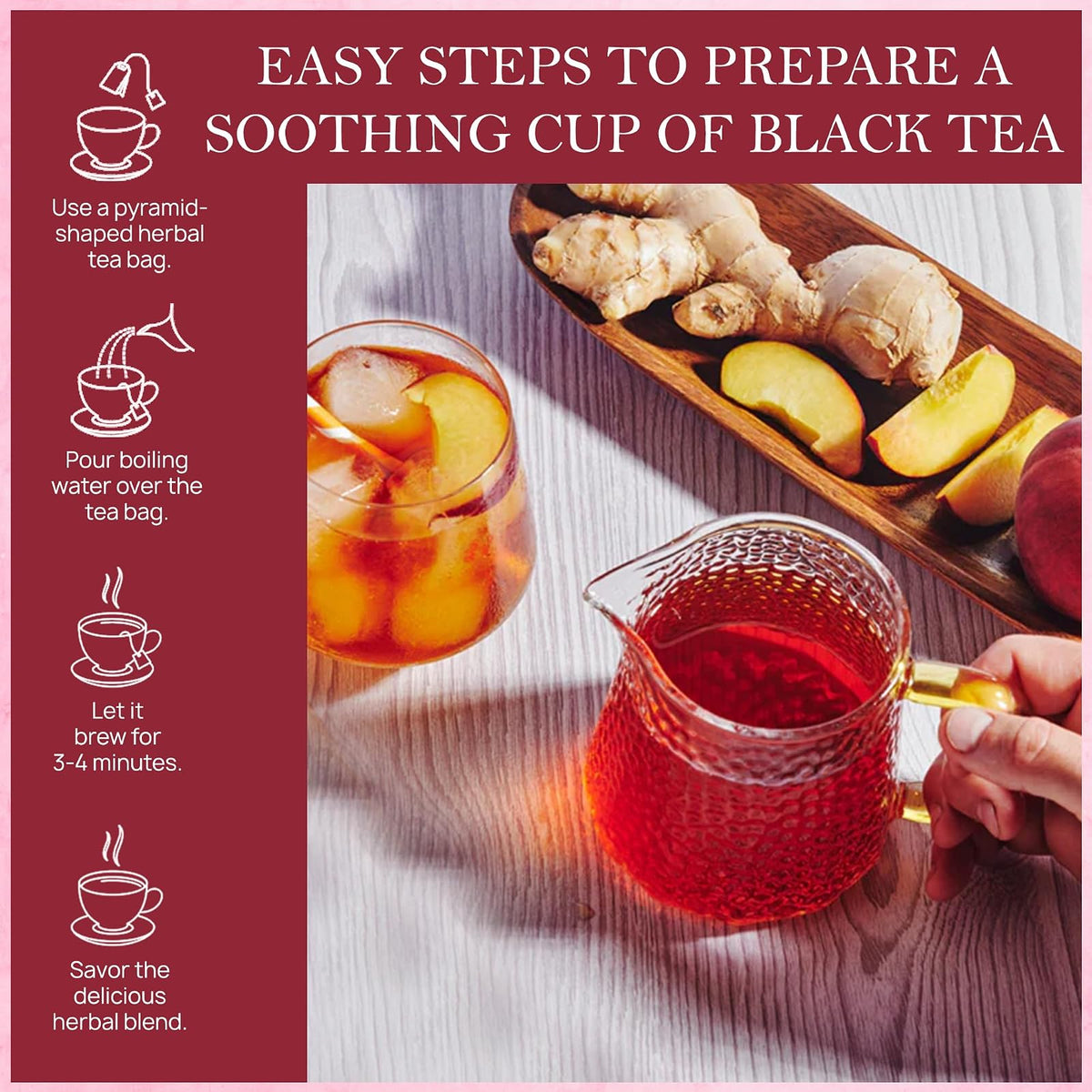 Caffeine-free peach ginger infusion