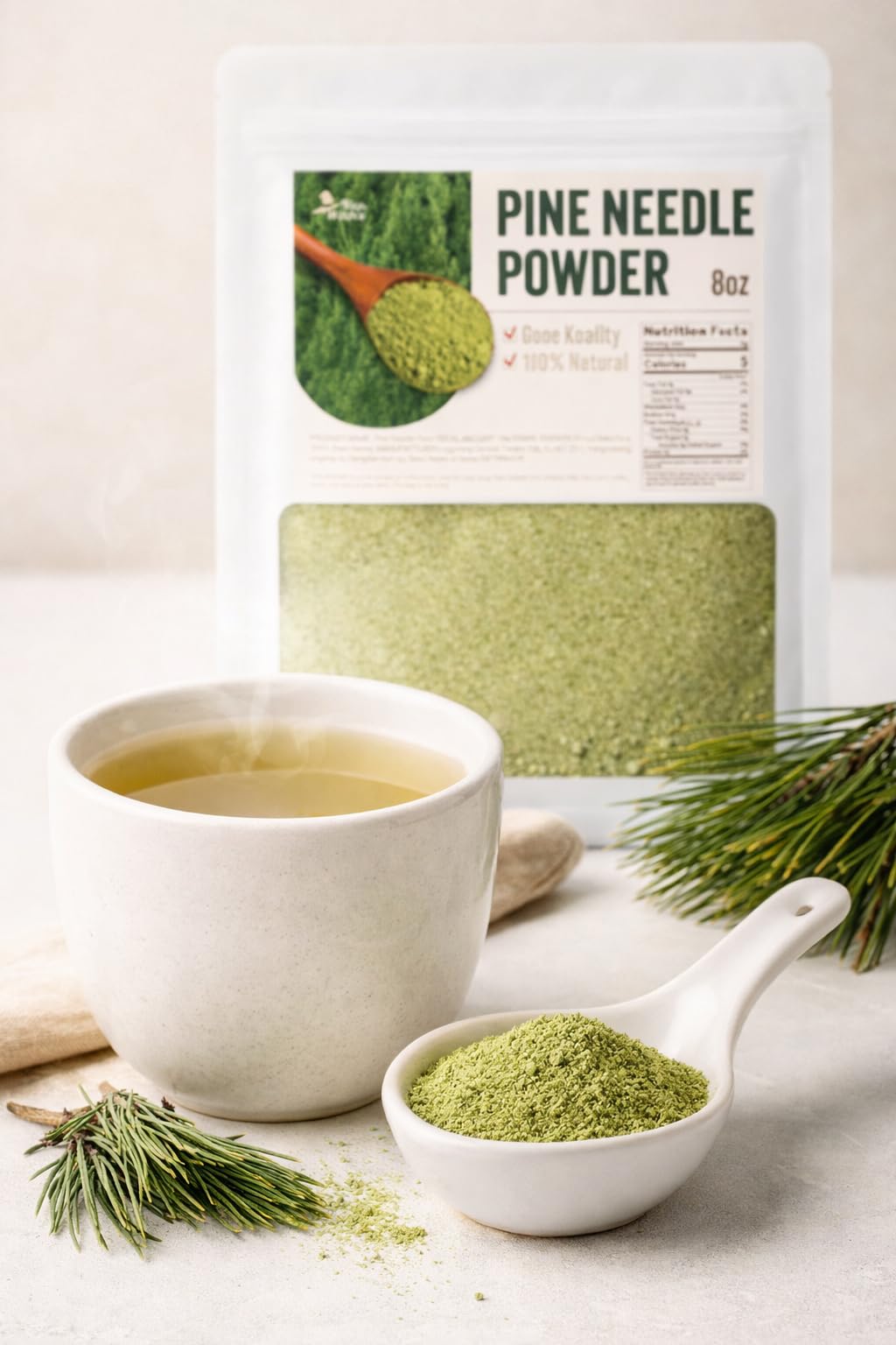 caffeine-free pine needle powder tea