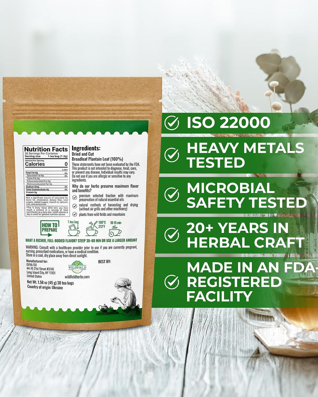 caffeine-free plantain leaf infusion